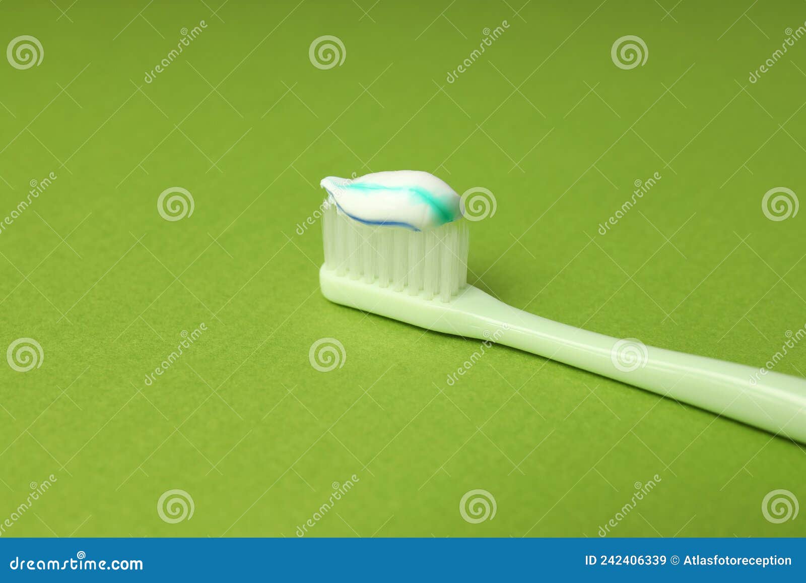 Concept of Tooth Care on Green Background Stock Image - Image of ...