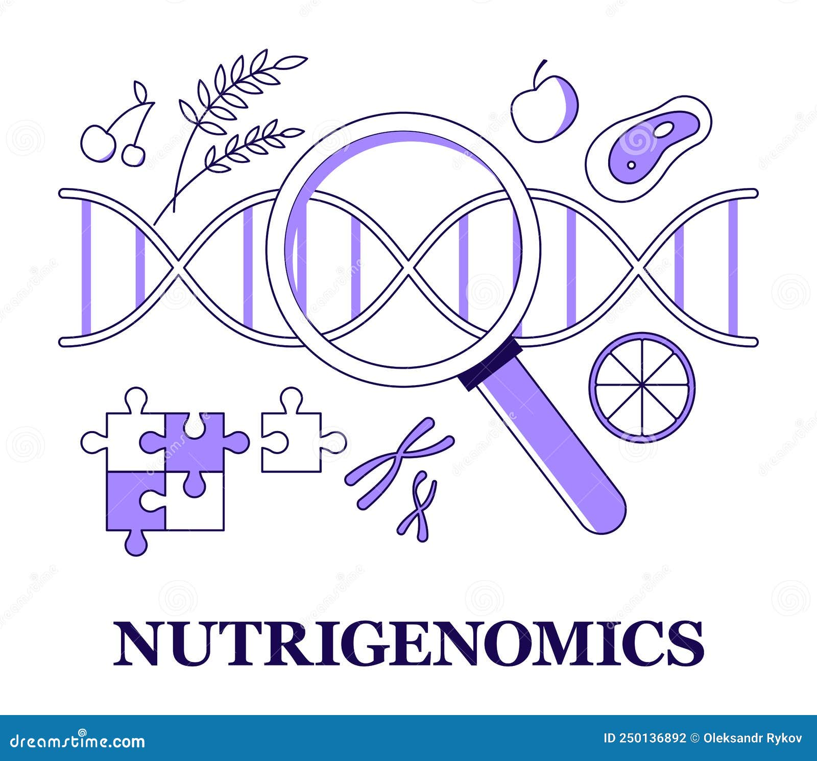 Concept on the Topic of the Science of Nutrigenomics. Stock Vector ...