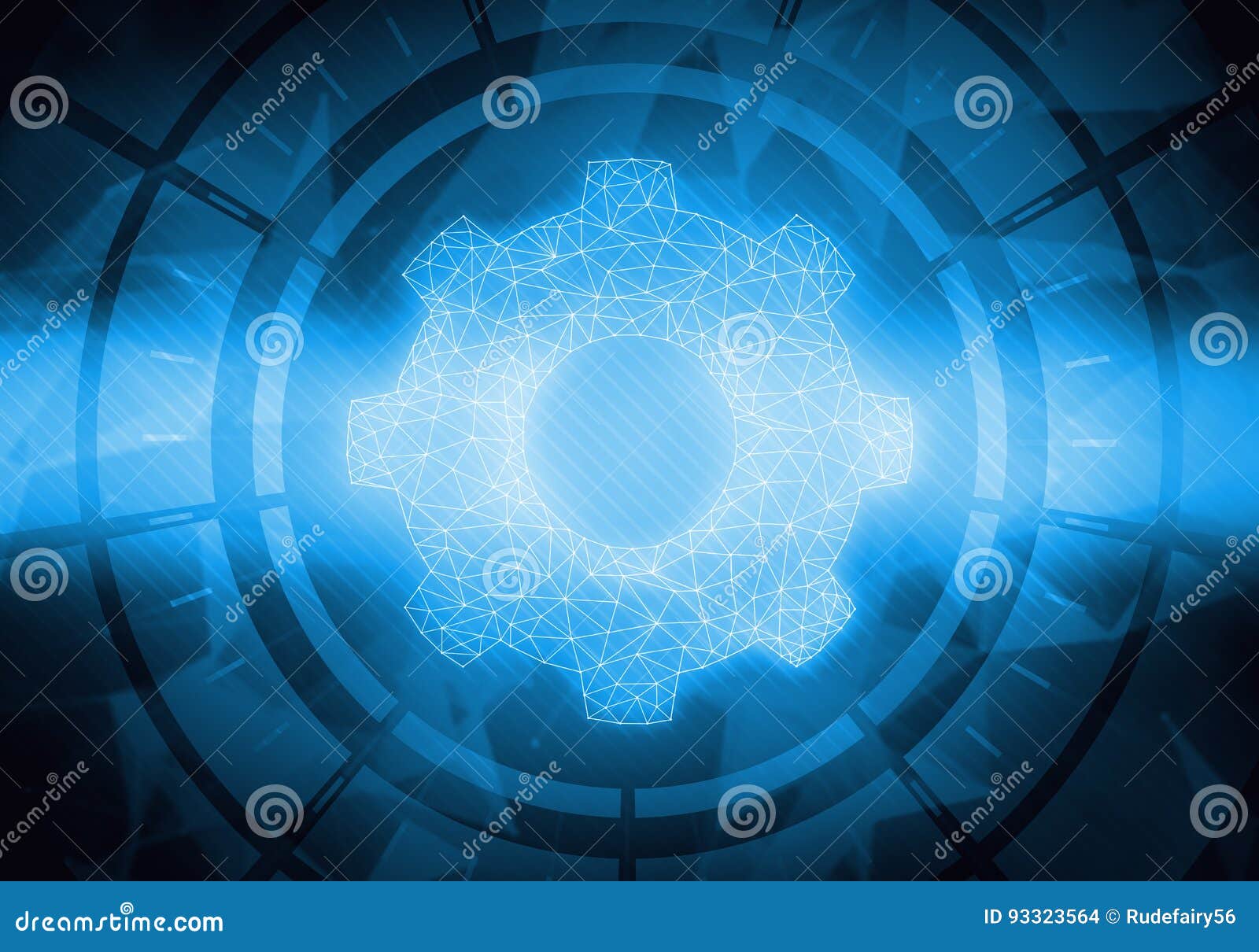 Concept Touch Screen Circle Interface with Gear Icon Stock Illustration ...