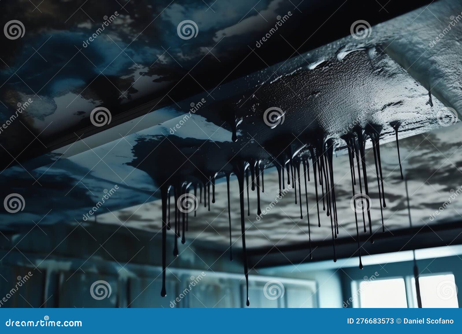 Traces on the Ceiling from Leaking Water, Abstract Background ...