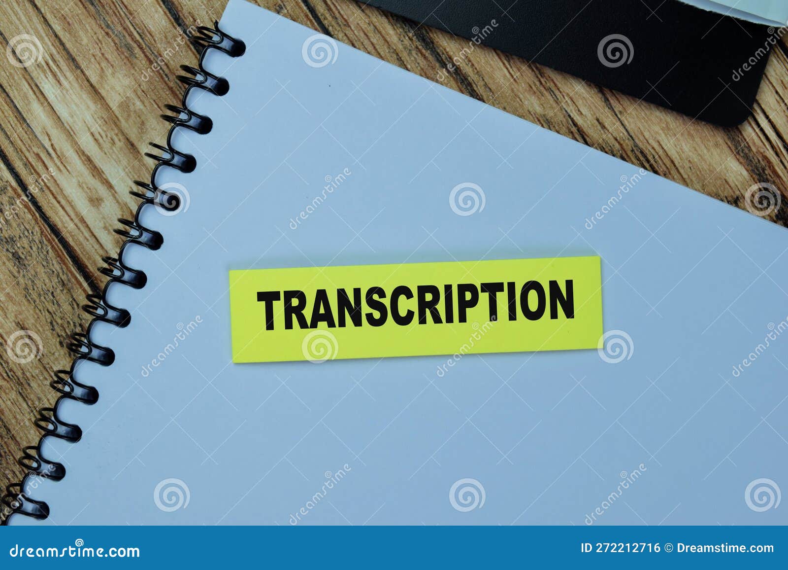 Concept of Transcription Write on Sticky Notes Isolated on Wooden Table ...