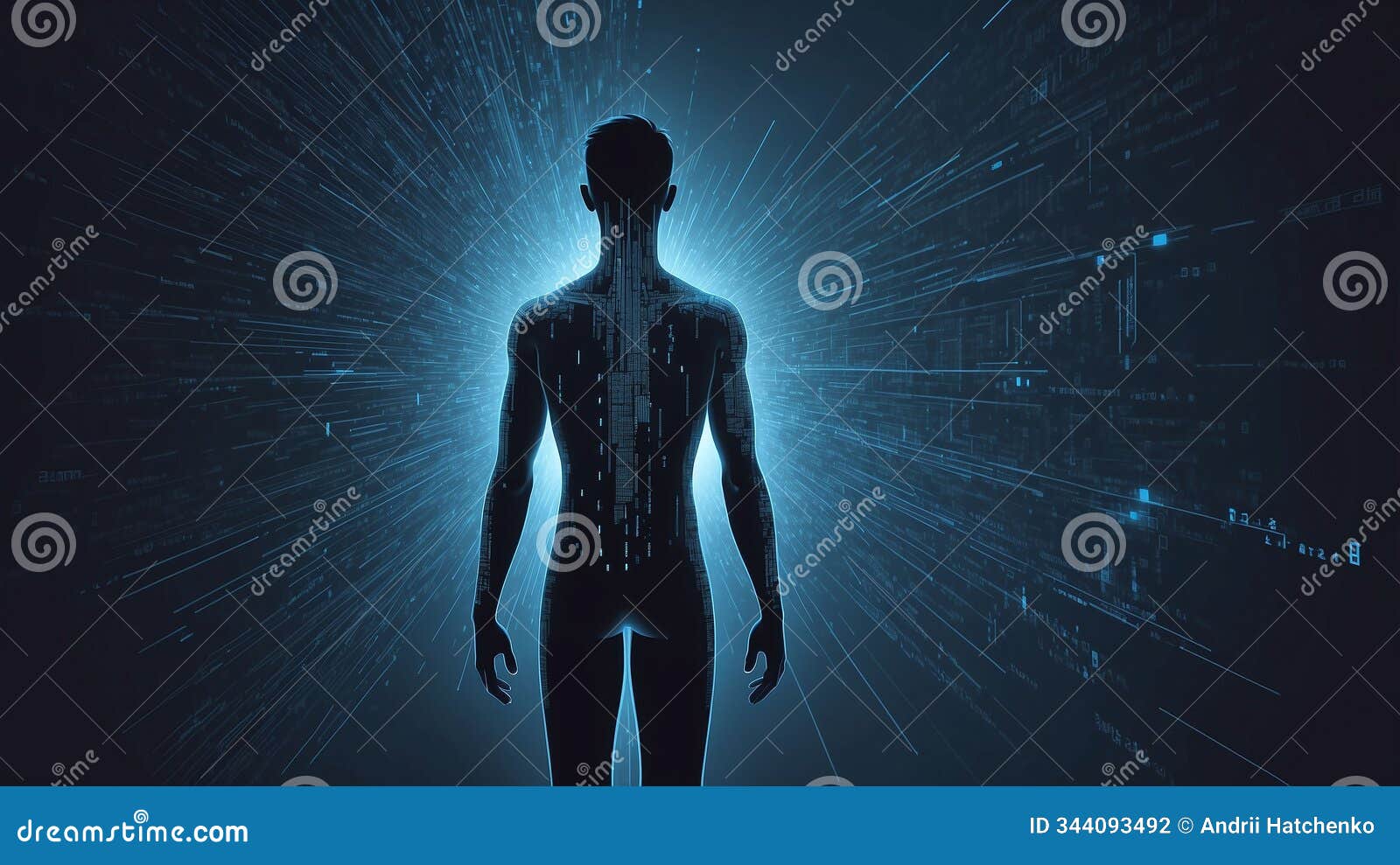Concept of Transformation Shown As a Human Figure Turning into Digital ...
