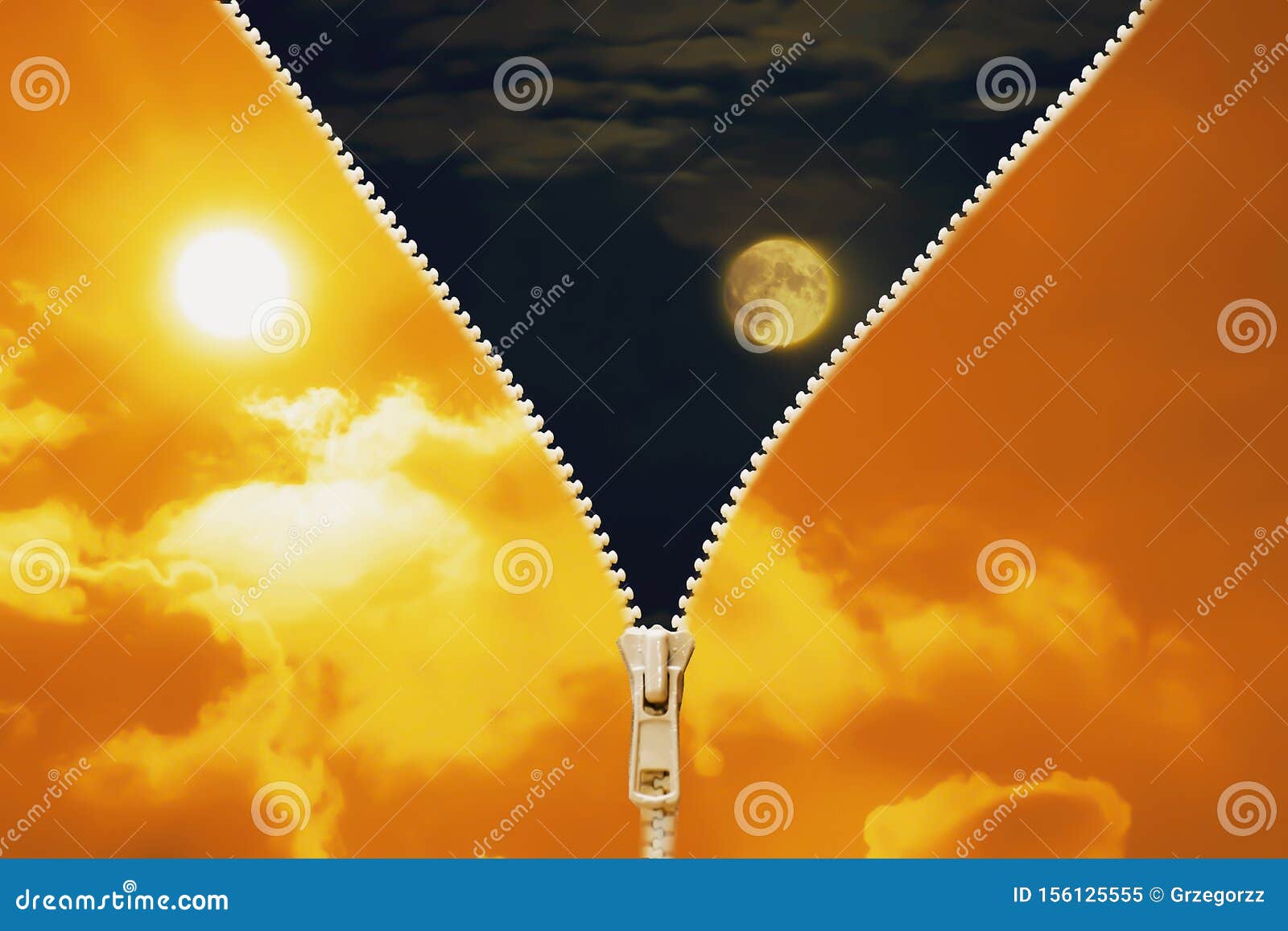 Zipper Concept, Transition between Day and Night Stock Image - Image of ...