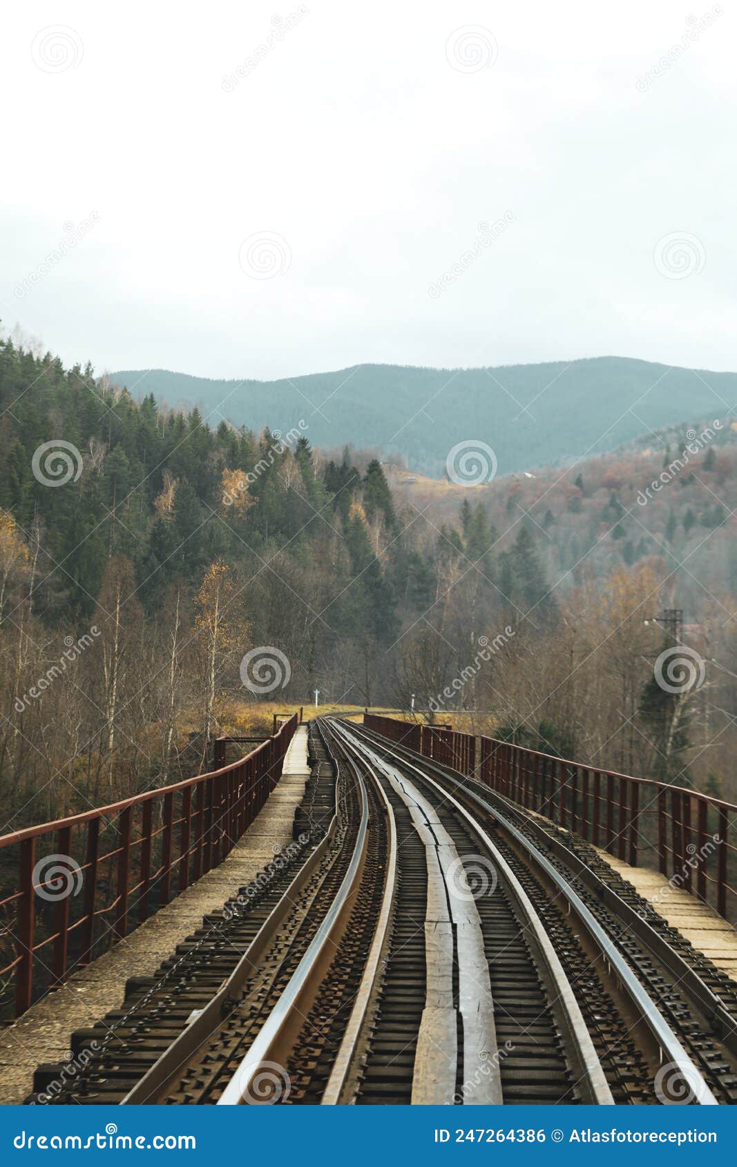 Concept of Travel and Adventure, Railroad in Mountains Stock Photo ...