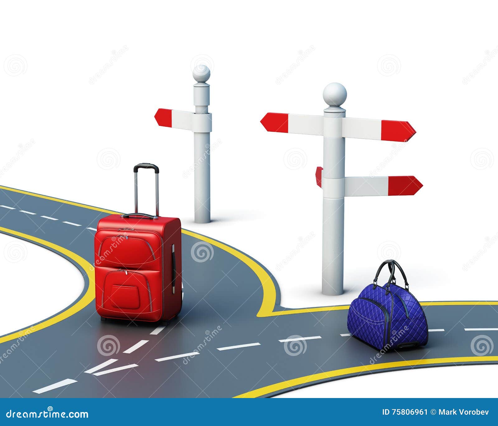 Concept of Travel Choice Isolated on White Background. 3d Render Stock ...