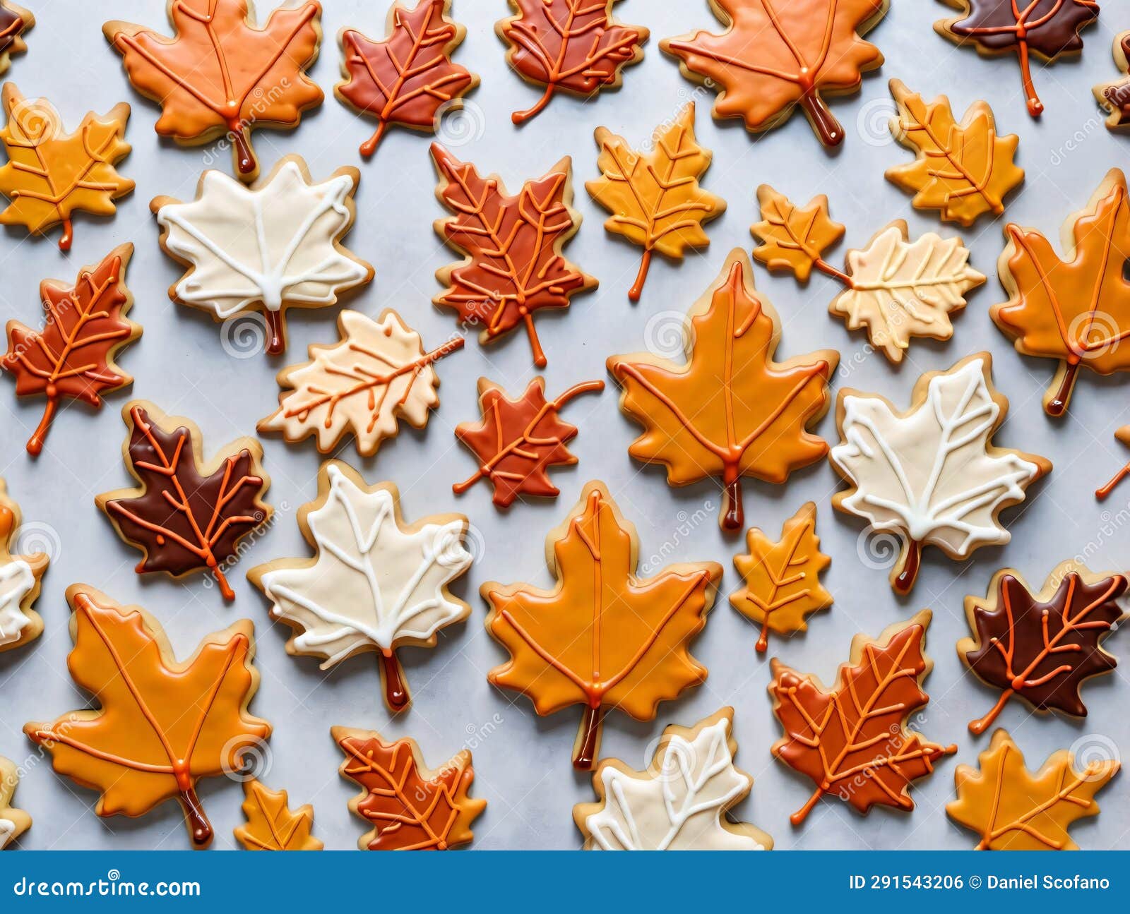 A Tray of Decorated Cookies with Fall Leaves. Generative AI Stock ...