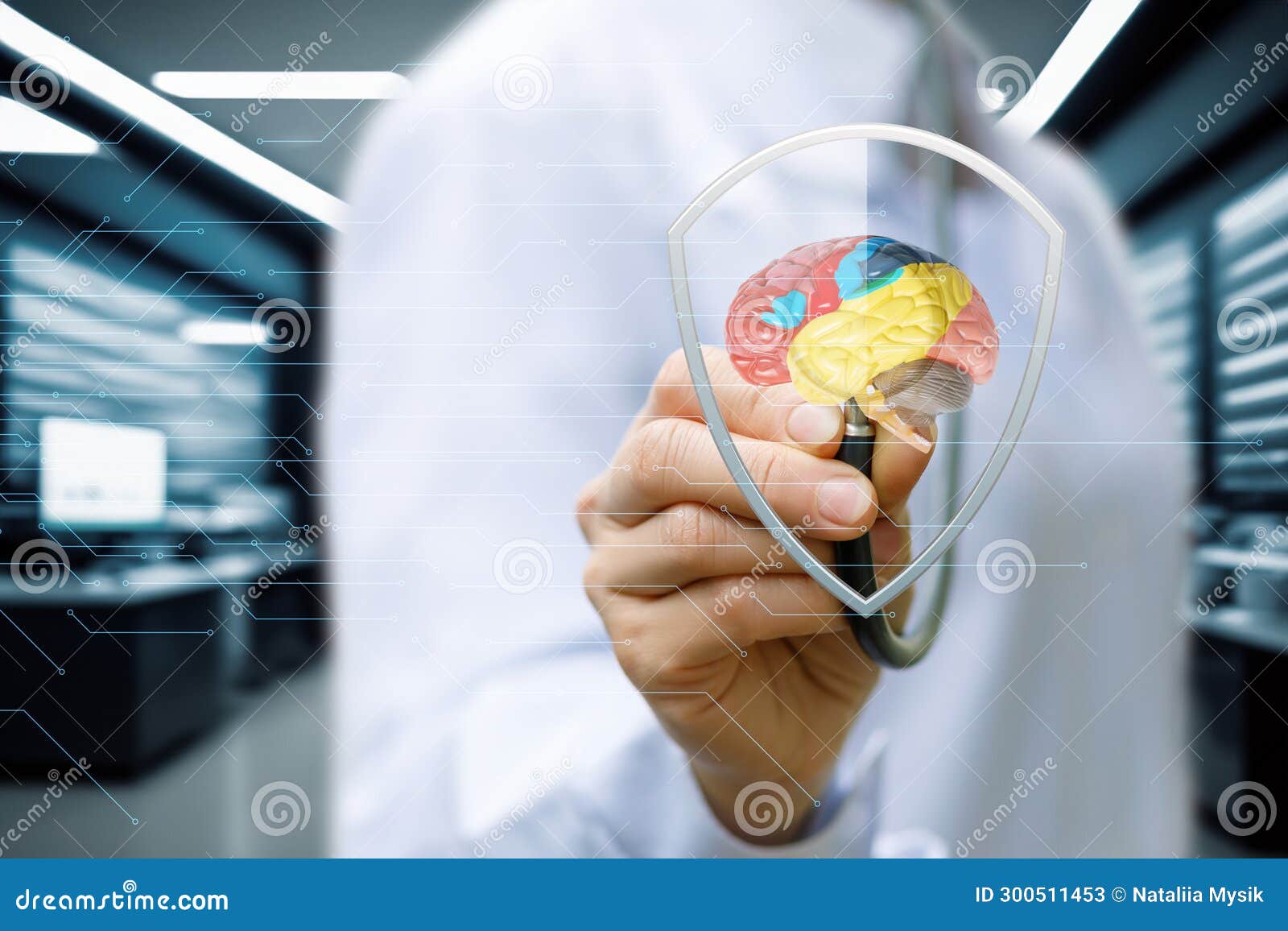 Concept of Treatment and Protection of Brain Functions Stock Image ...