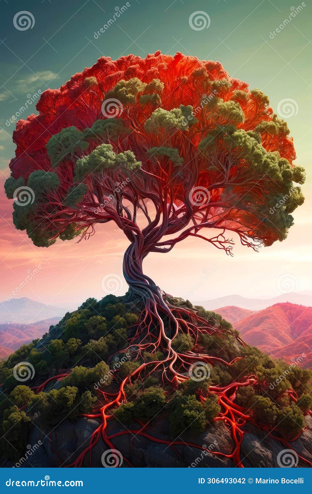 Concept of the Tree of the Intricate Nervous System and Veins Ending in ...