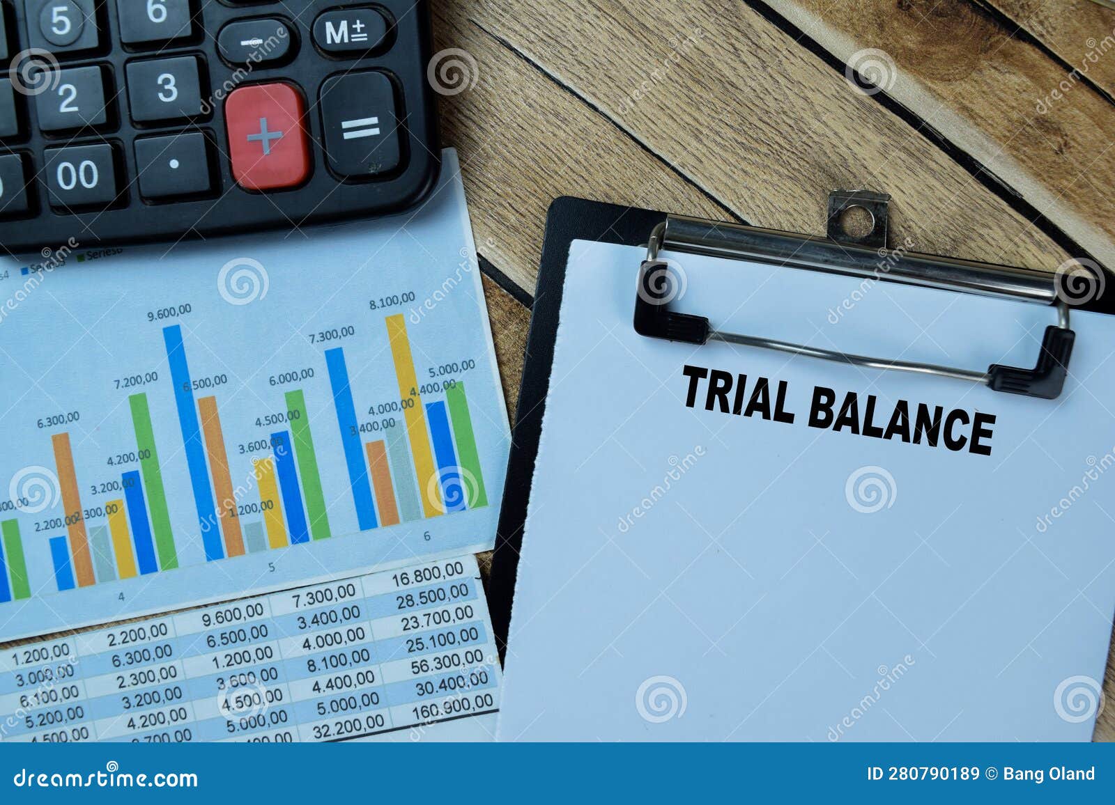Concept of Trial Balance Write on Paperwork Isolated on Wooden Table ...