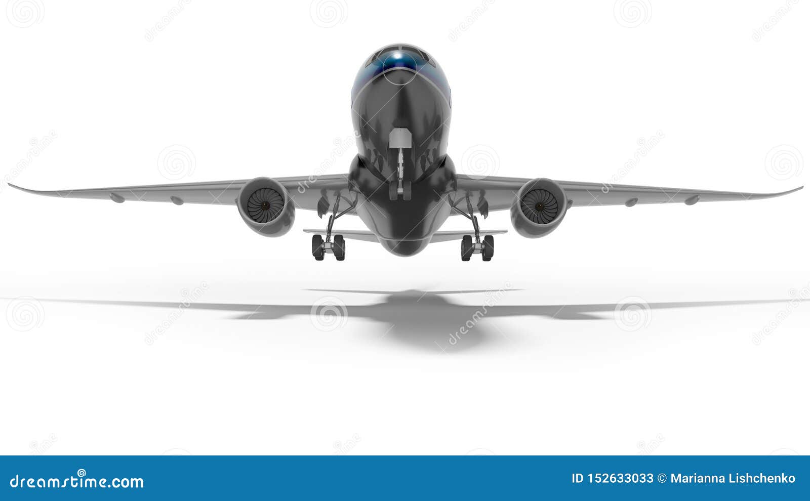 Concept Turbojet Aircraft Rises To Take Off 3d Render On Gray ...