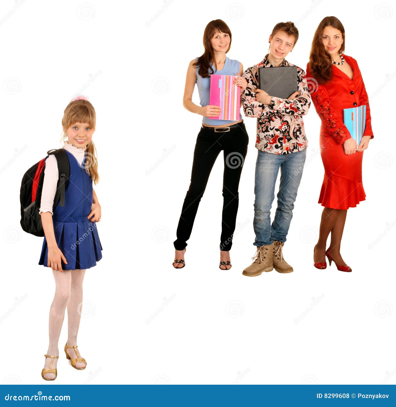 Concept. Two Generation: Student and Schoolchild Stock Photo - Image of ...