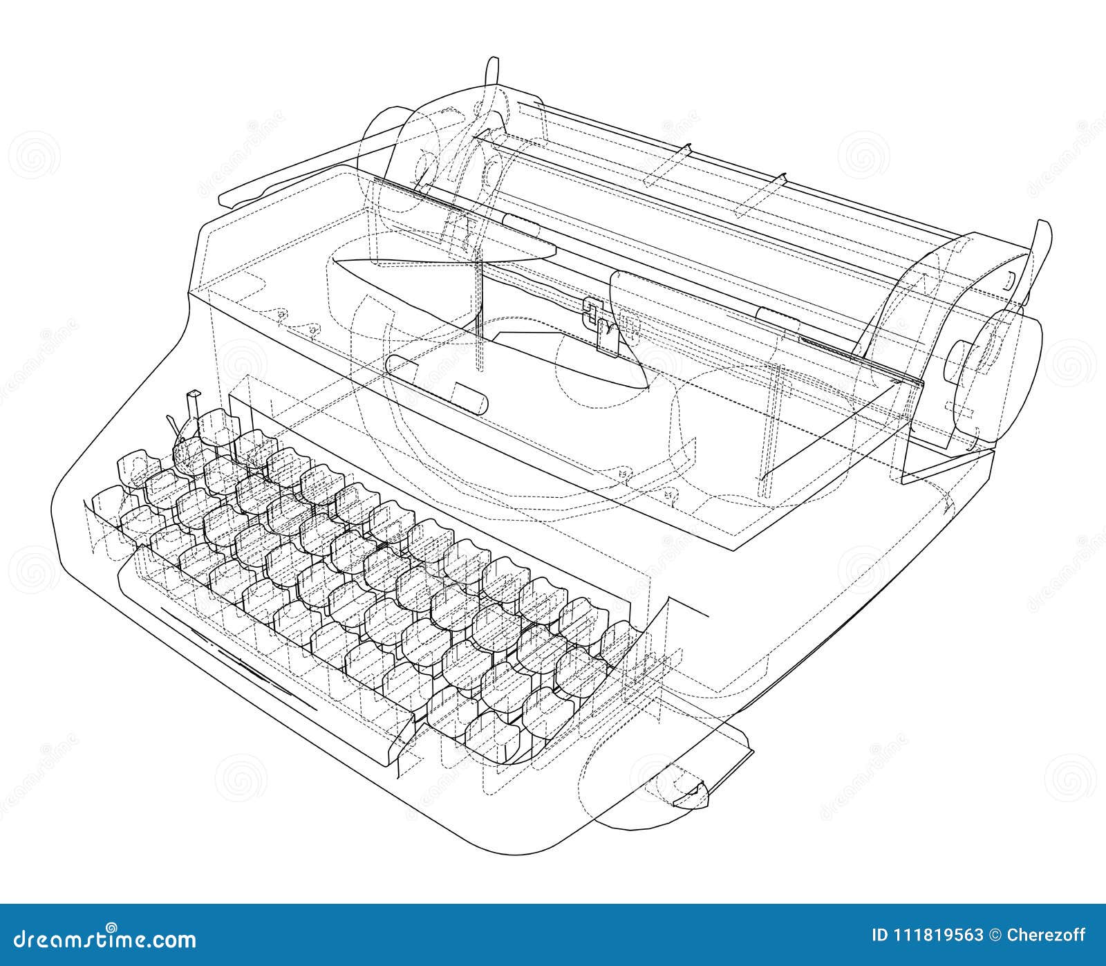 Concept of Typewriter. Vector Stock Vector - Illustration of draw ...