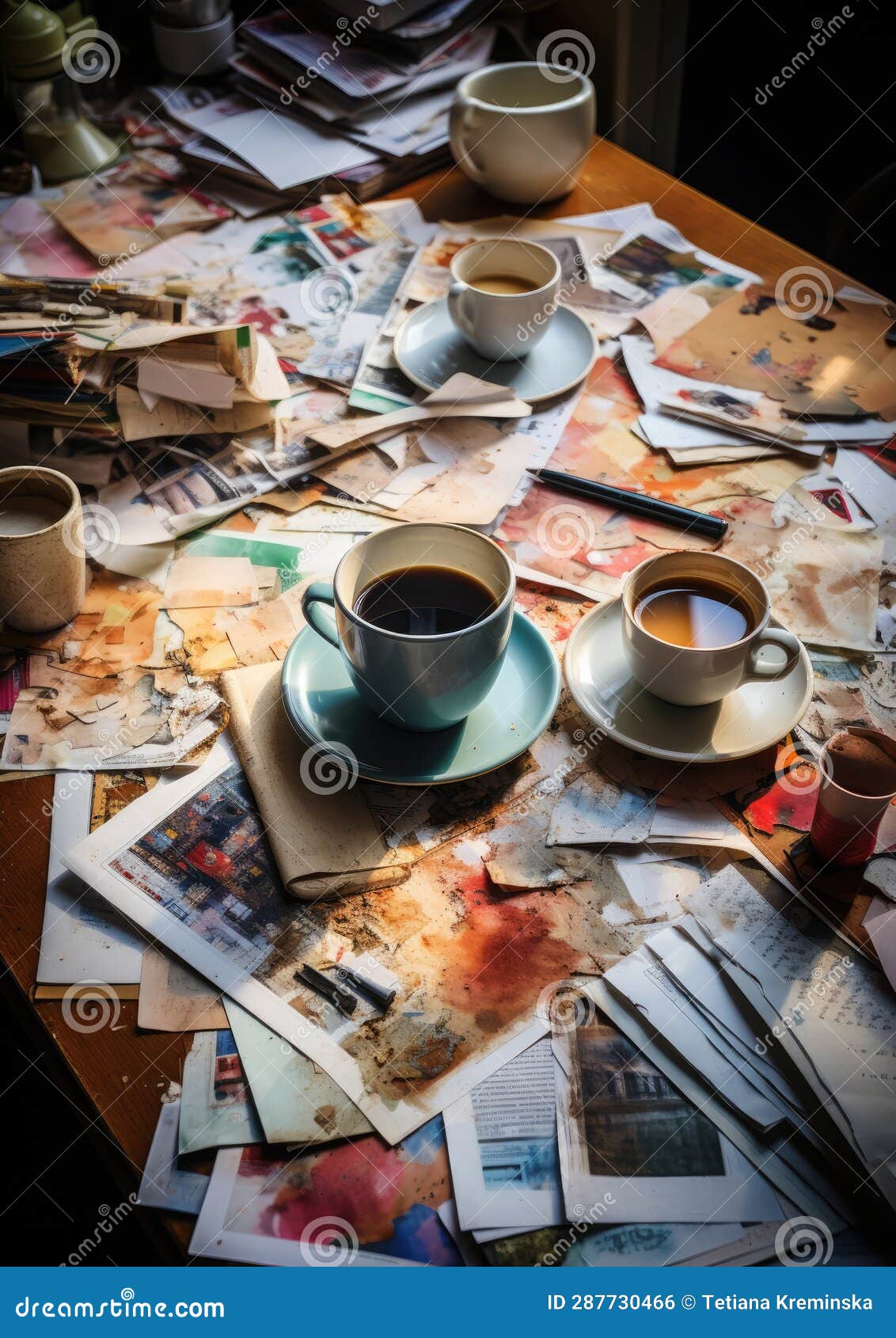 Concept of Uninspired Workspace: an Office Desk Cluttered with ...