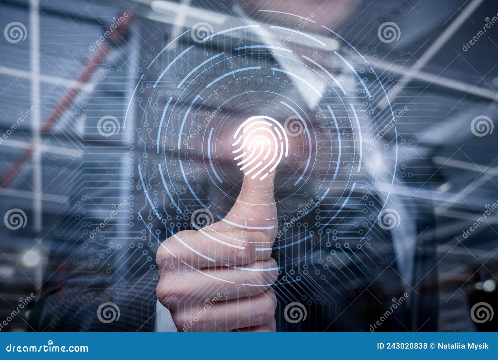 The Concept of Unlocking the System Using a Fingerprint Stock Photo ...