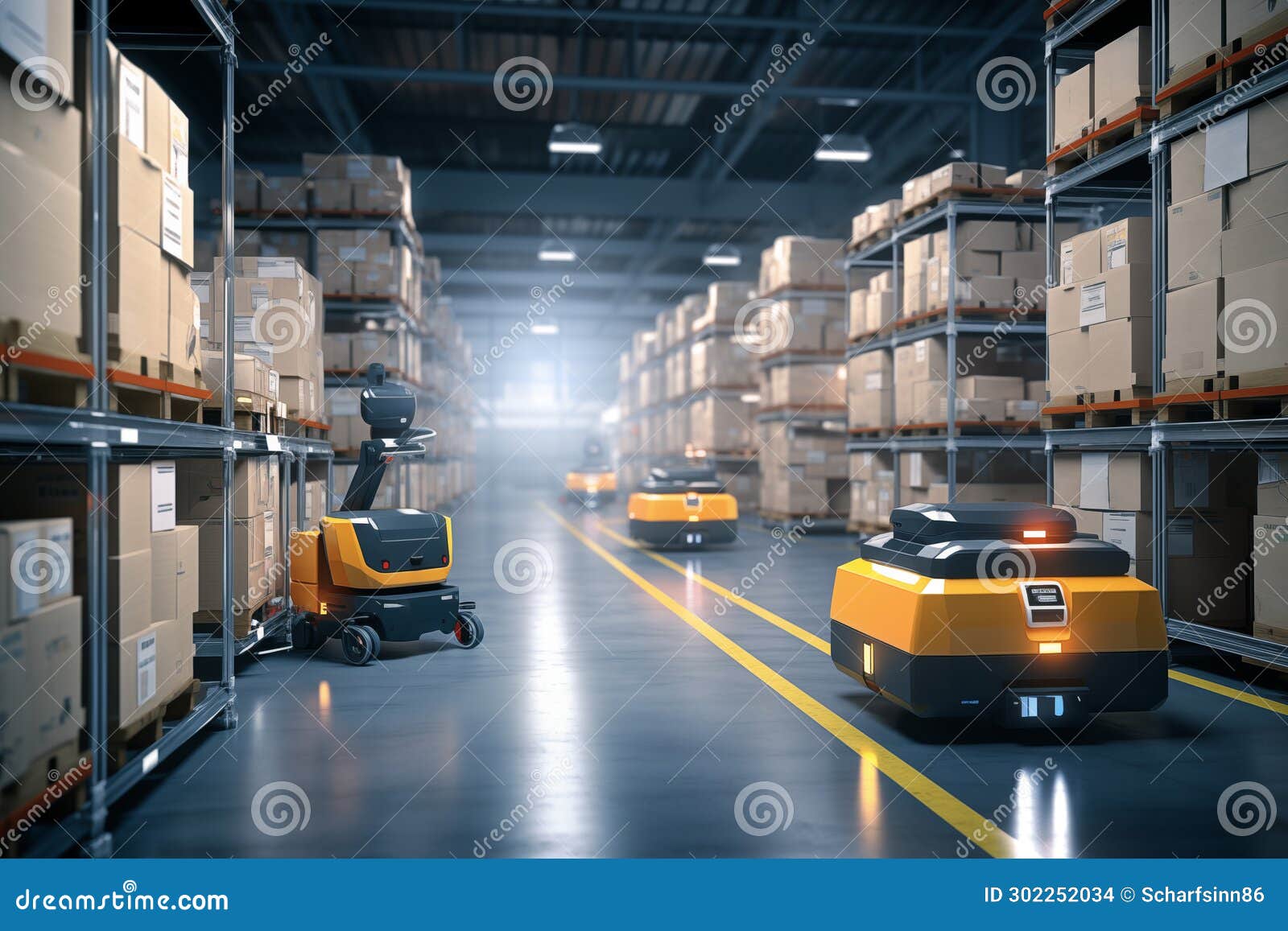 Concept of Unmanned Automated Warehouse with Robots. Artificial ...