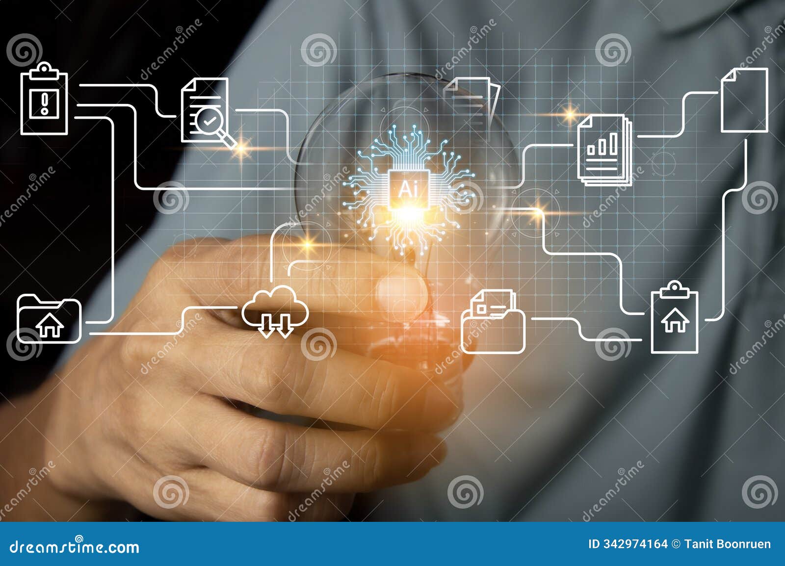 The Concept of Using AI in Database Management Stock Illustration ...