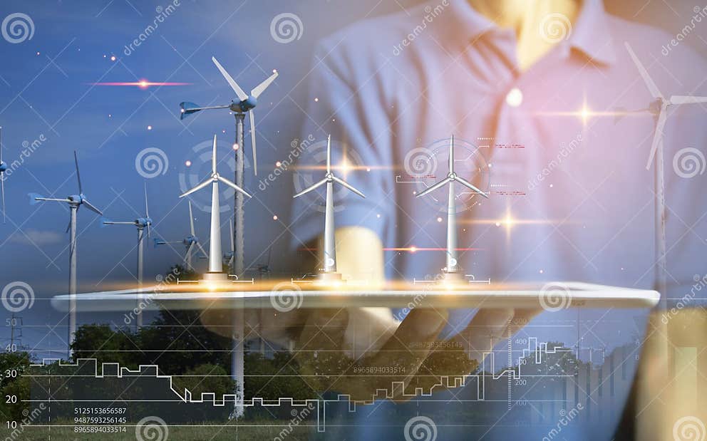 Concept of Using Clean Energy Such As Wind Power and Control of Usage Stock Image - Image of ...