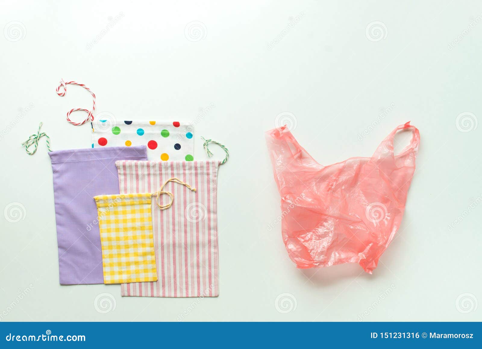 Concept of Using Cotton Reusable Bag instead of Plastic Stock Photo ...