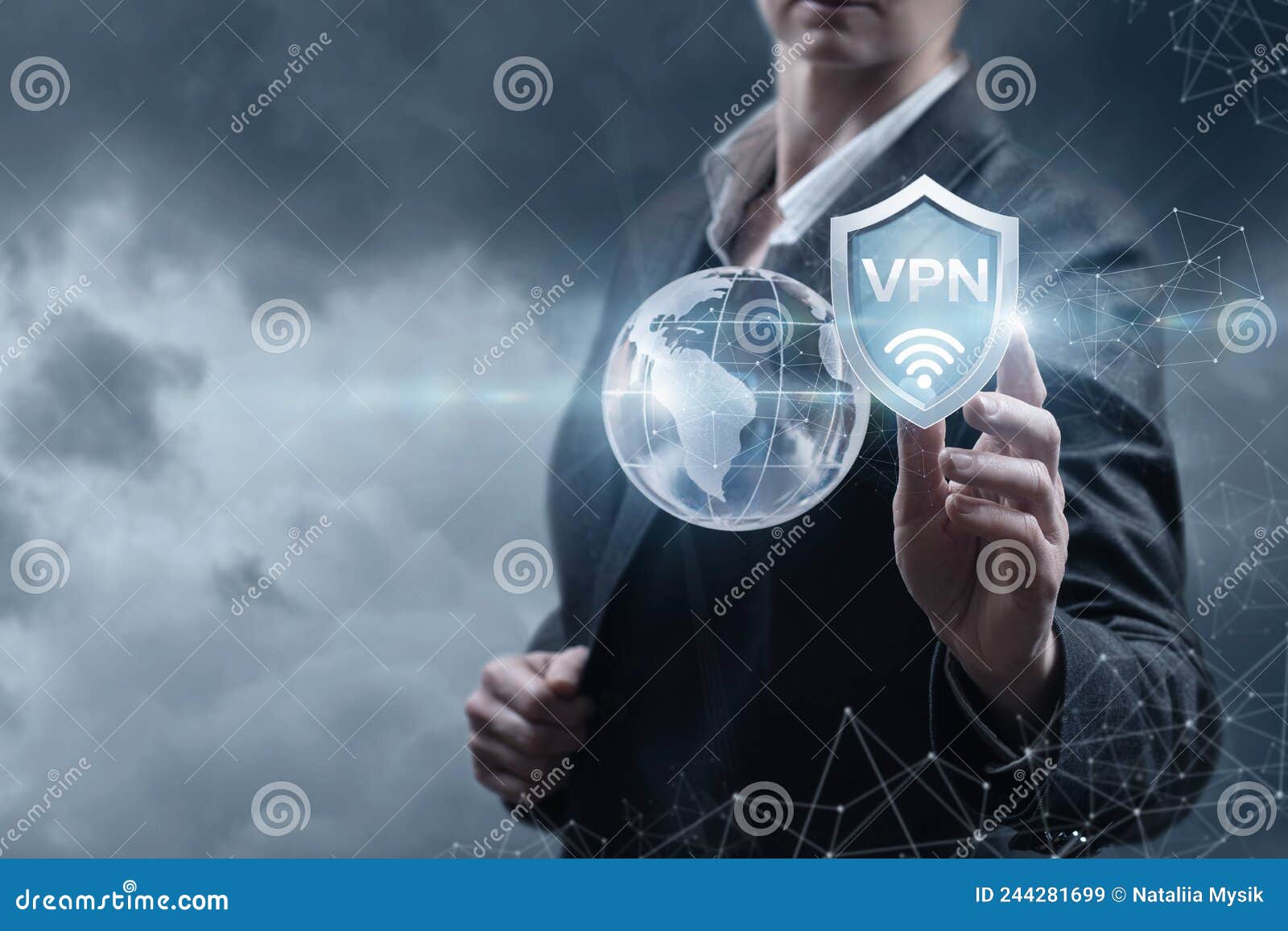 Concept of Using a VPN in a Global Network Stock Image - Image of icon ...