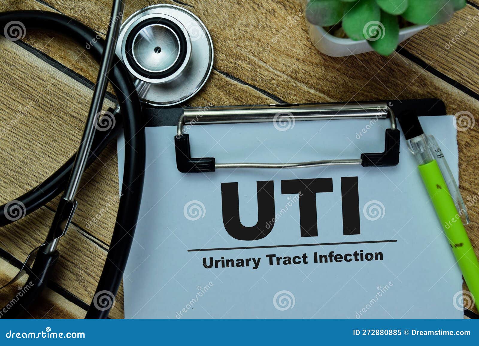 Concept of UTI - Urinary Tract Infection Write on Paperwork Isolated on ...