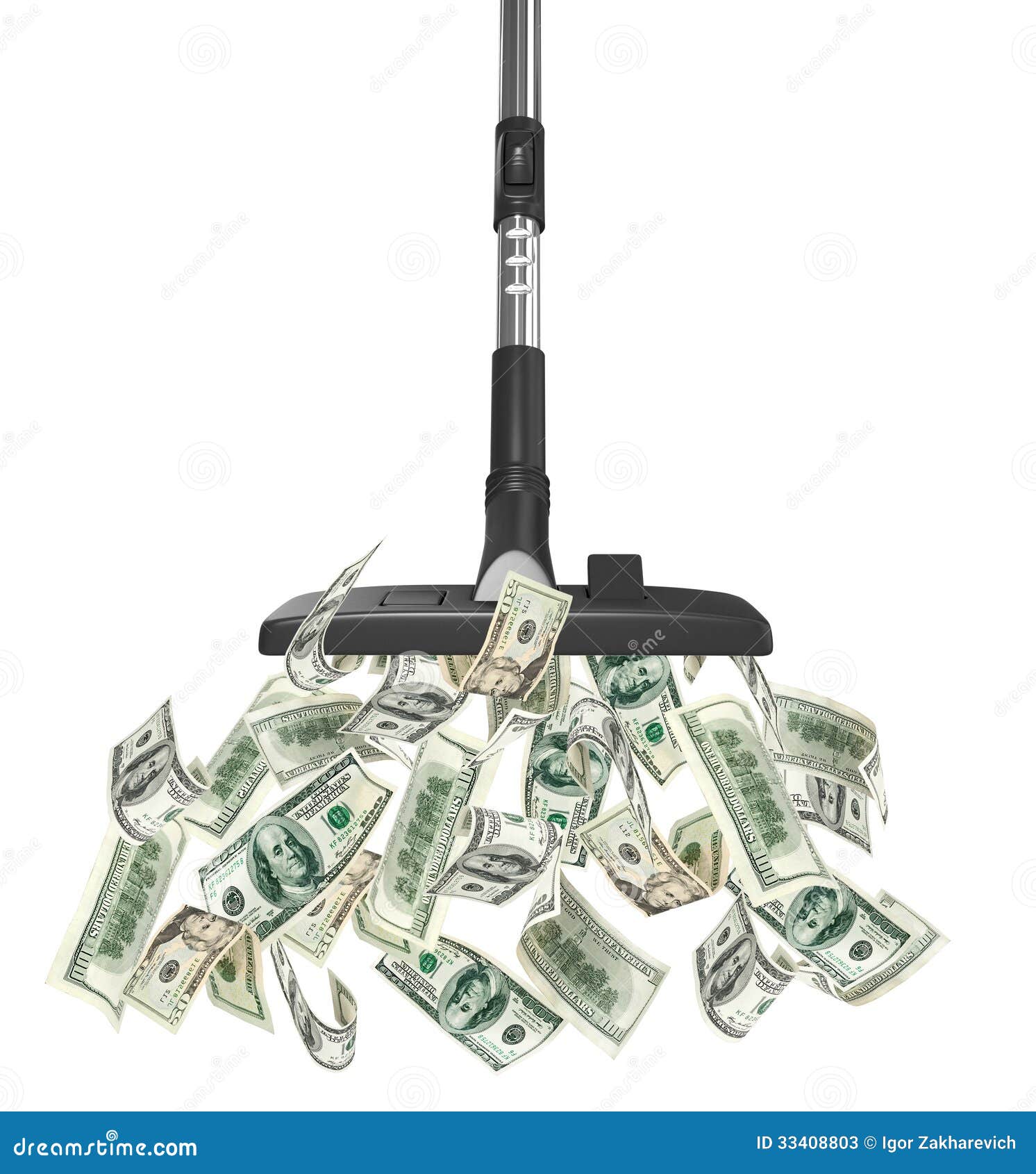 Concept with Vacuum Cleaner Sucking Money Stock Illustration ...