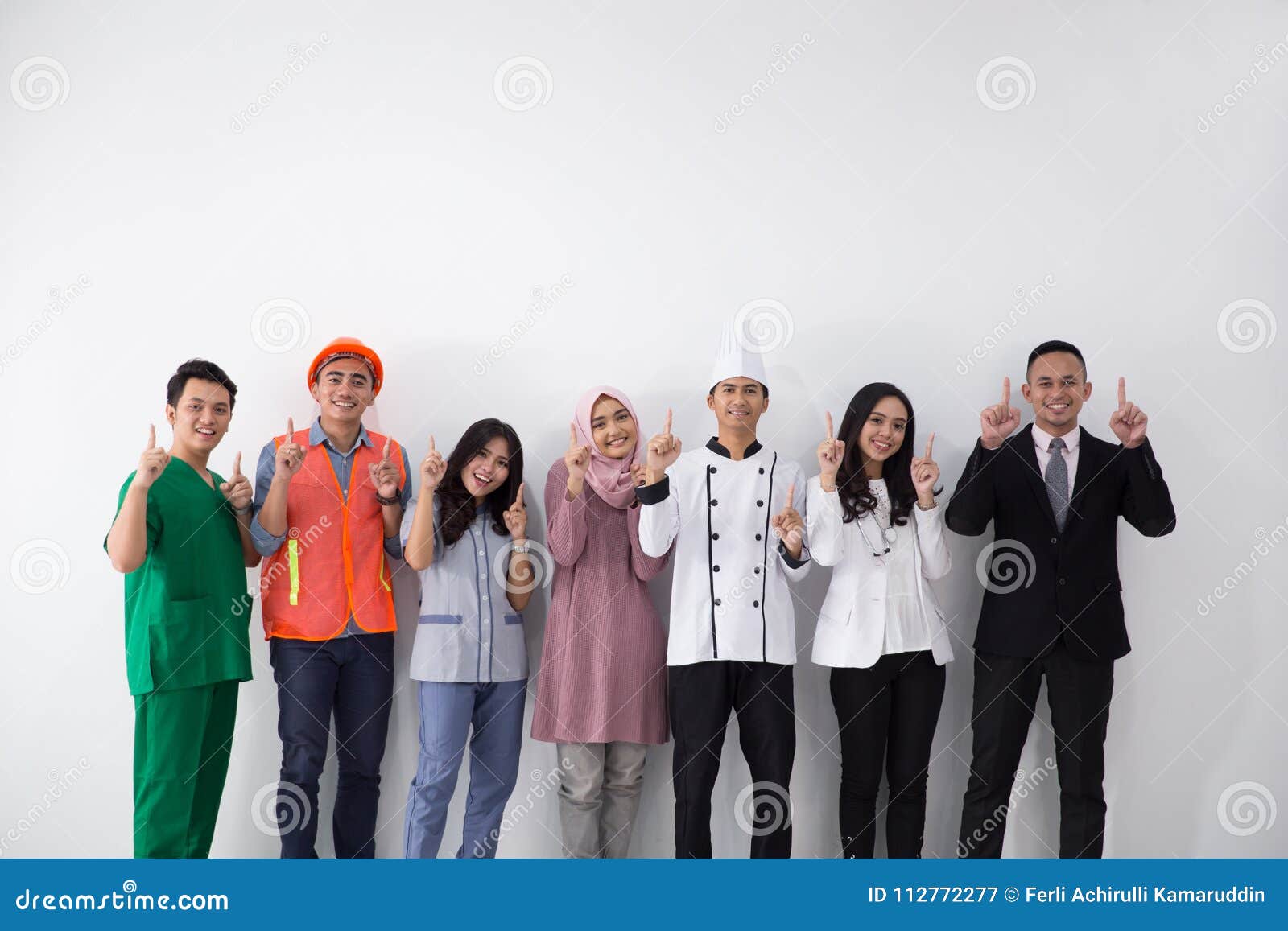 Portrait of Various Professions Pointing Up Stock Image - Image of ...