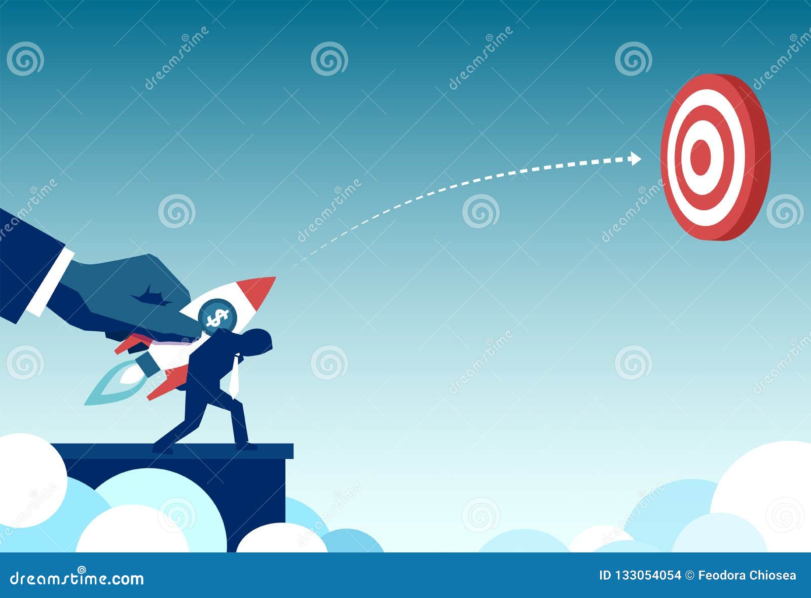 Leader Launching Worker into Target Stock Illustration - Illustration ...