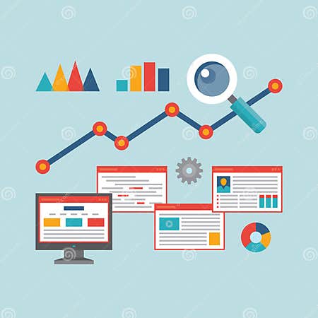 Concept Vector Illustration in Flat Design Style of Web Analytics ...