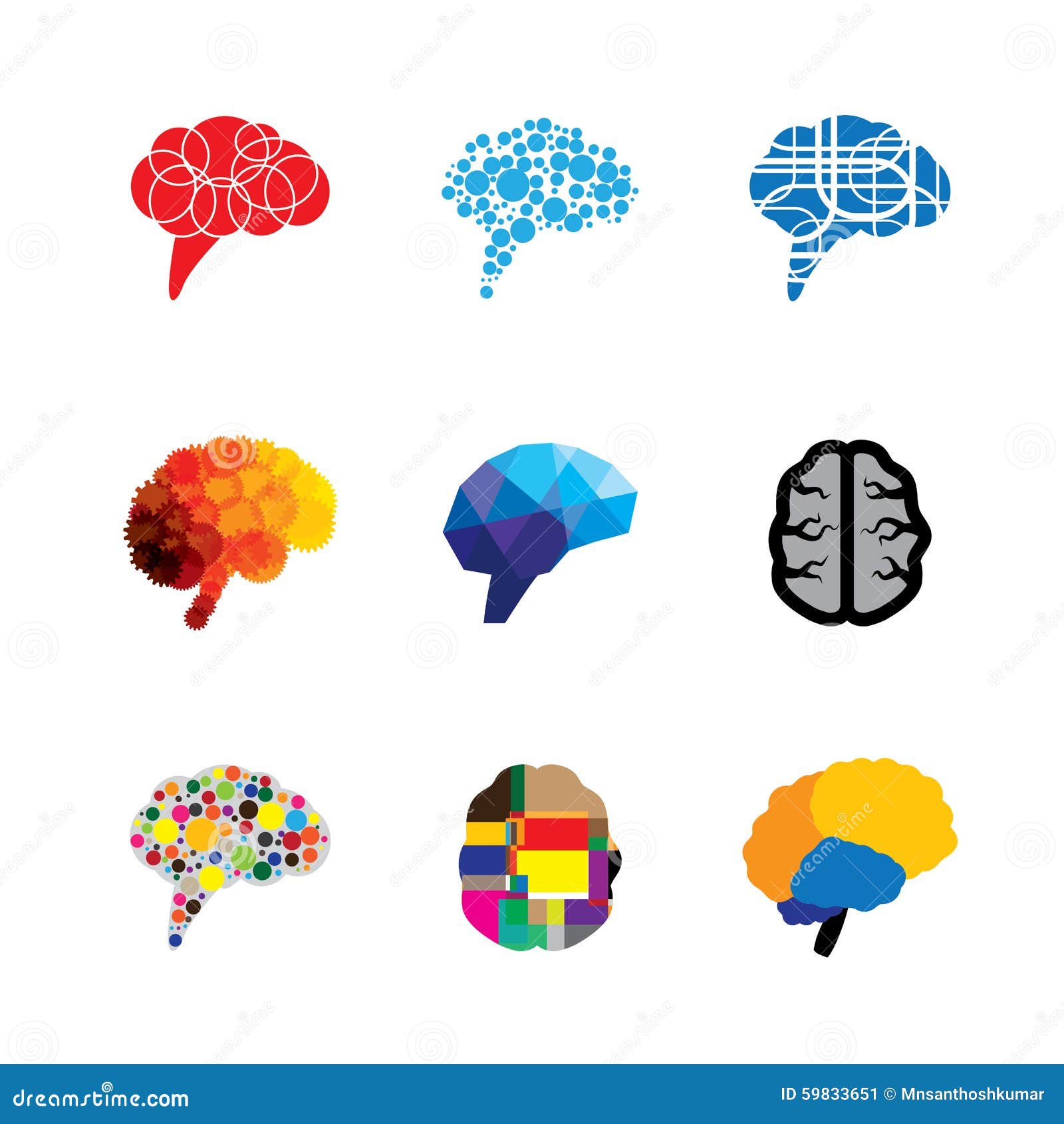 Concept Vector Logo Icons Of Brain And Mind Stock Vector - Image: 59833651