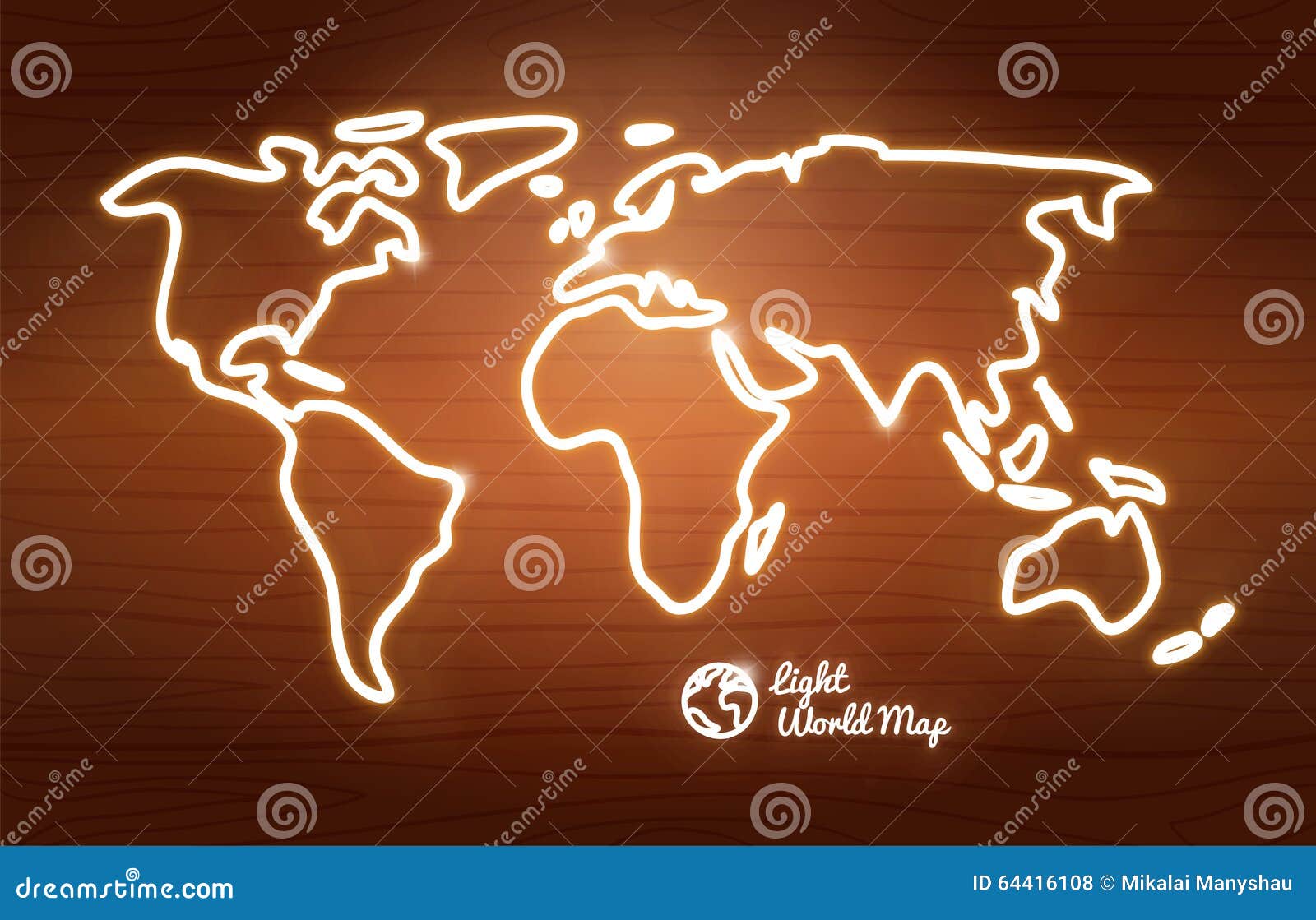 Concept Vector Neon World Map. Stock Vector - Illustration of america ...
