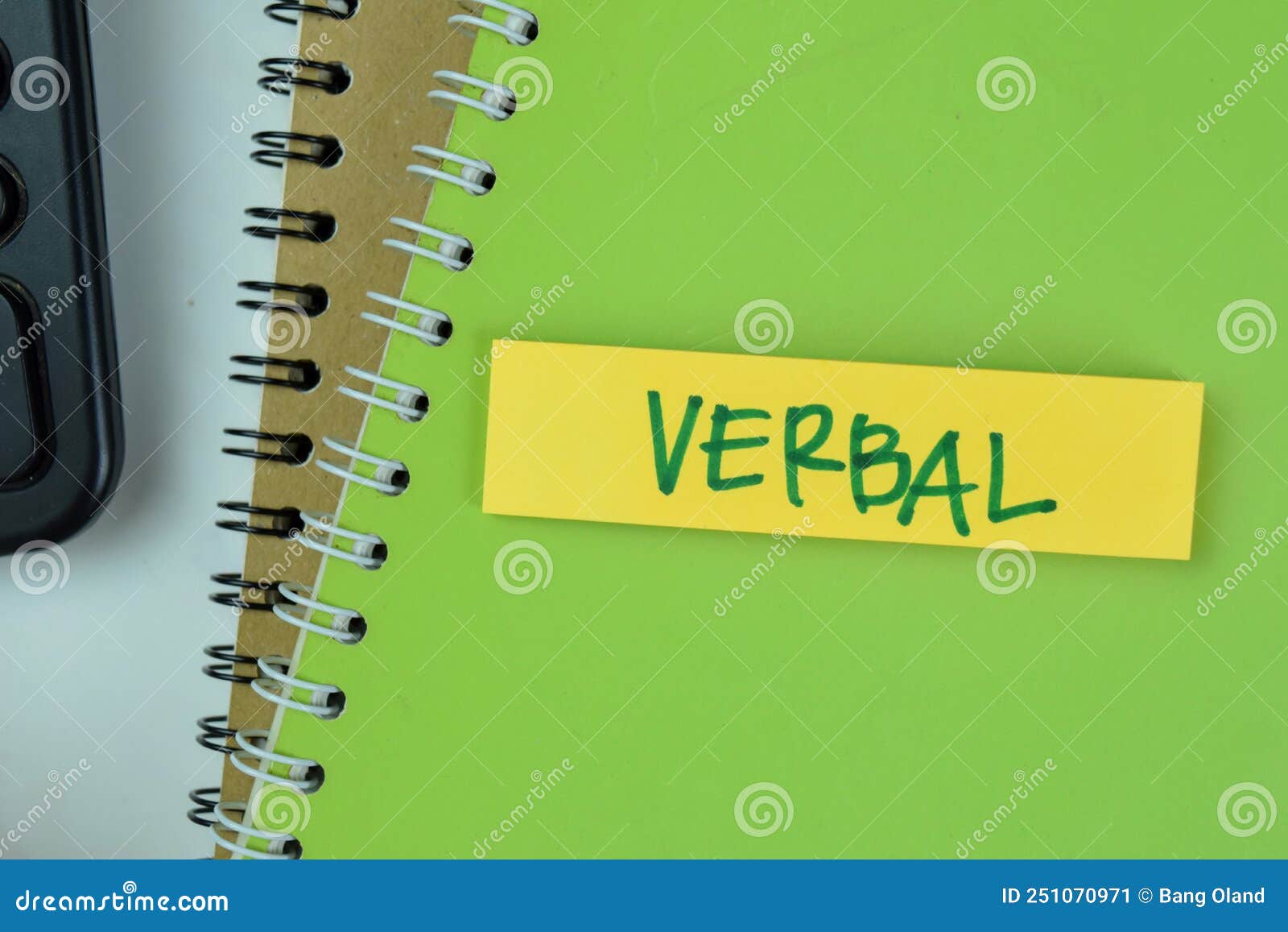 Concept of Verbal Write on Sticky Notes Isolated on Wooden Table Stock ...