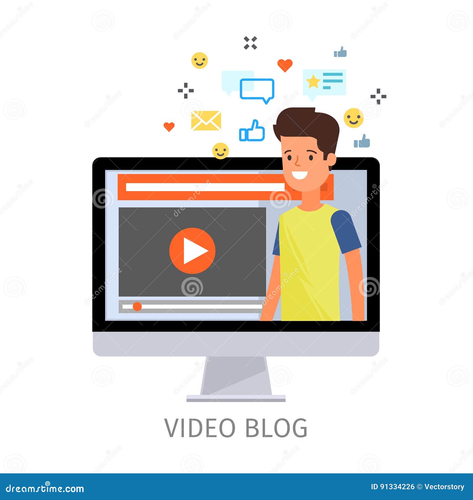 Concept of video blogging. stock vector. Illustration of creative ...