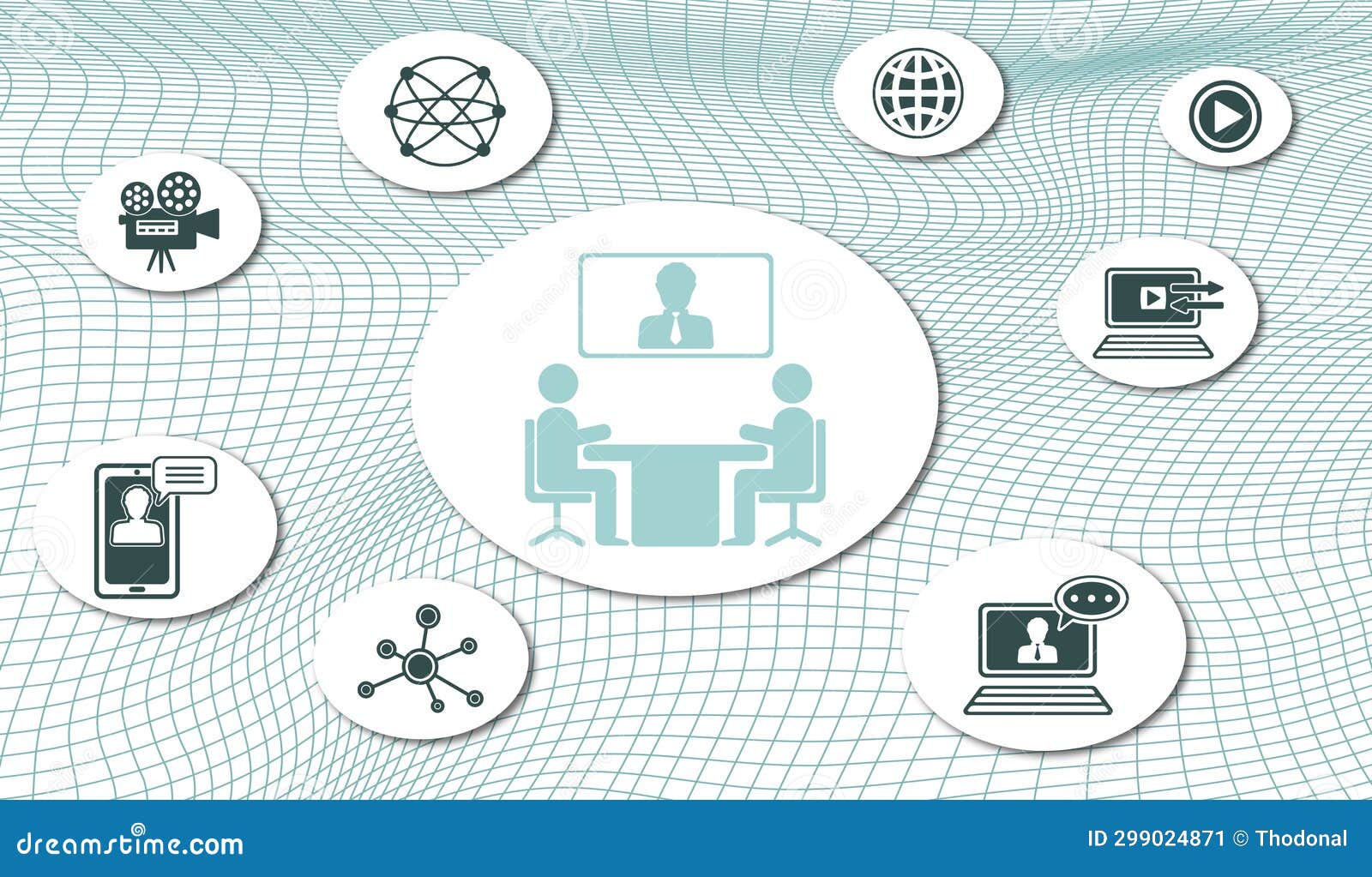 Concept of Video Conference Stock Illustration - Illustration of global ...
