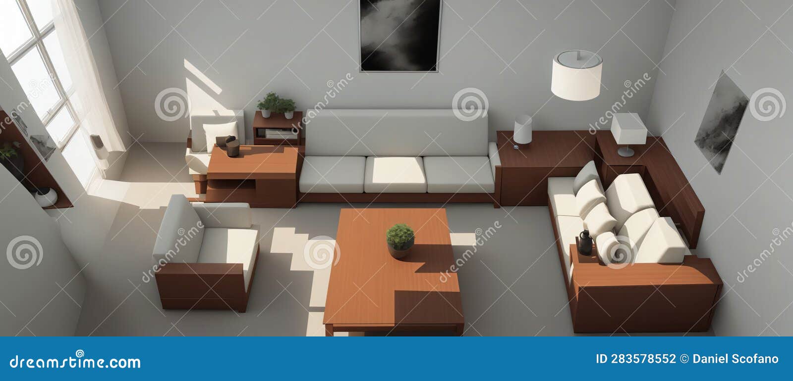 A View of a Living Room from Above. Generative AI Stock Illustration ...