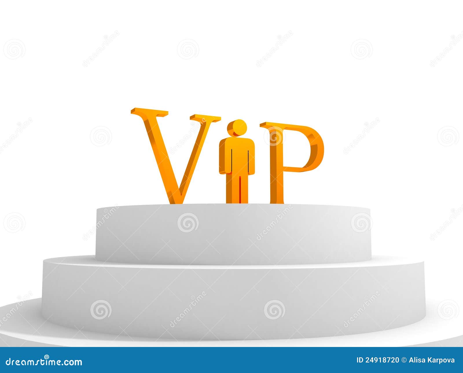 Concept Vip Podium with Golden Letters and Man Stock Illustration ...