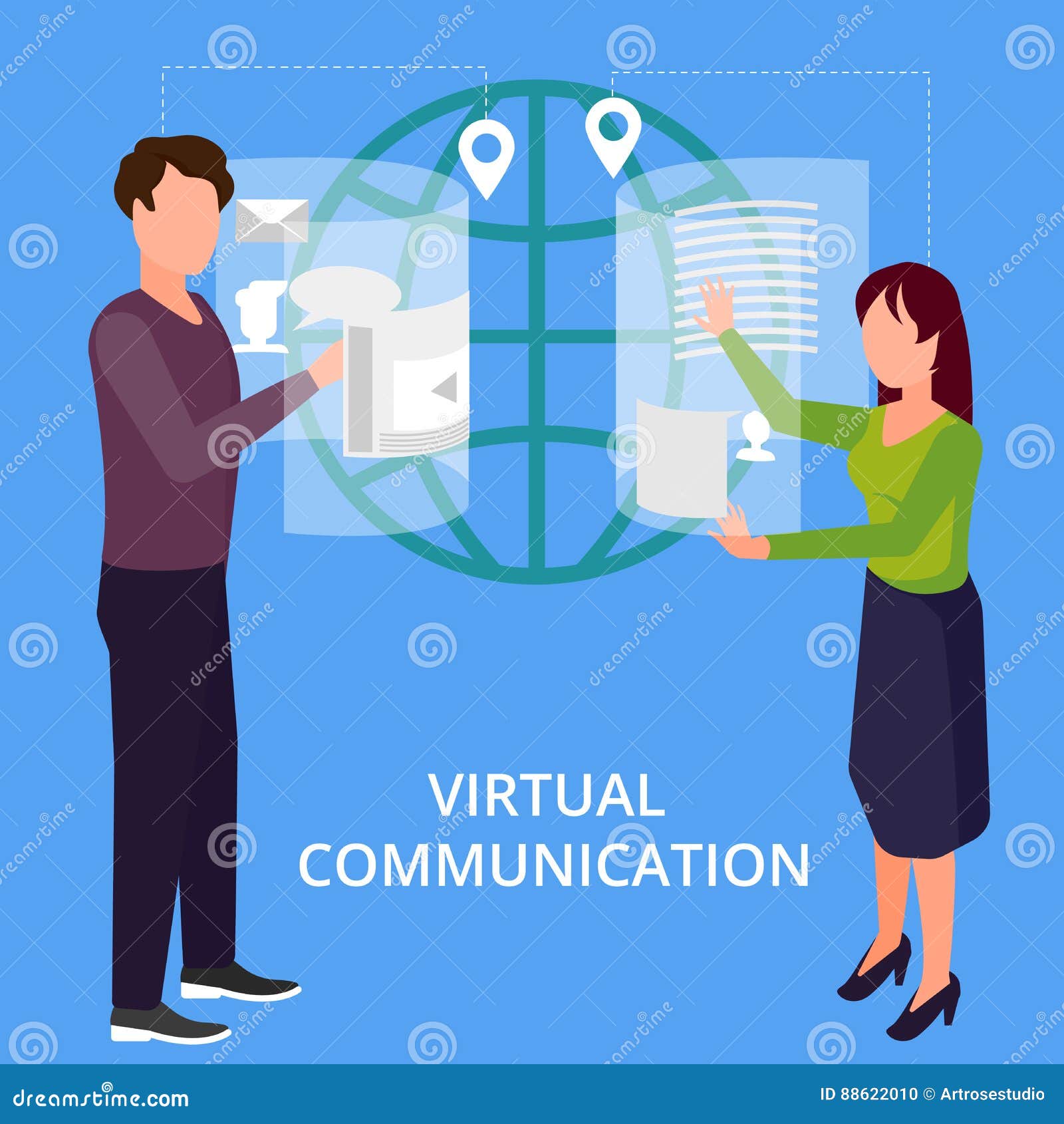 Concept of Virtual Communication, Vector Illustration Stock Vector ...