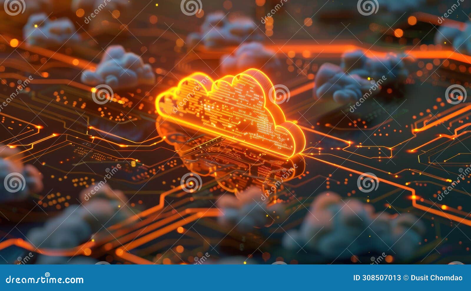 Concept Virtual Firewall on Cloud. Generative AI Stock Illustration ...