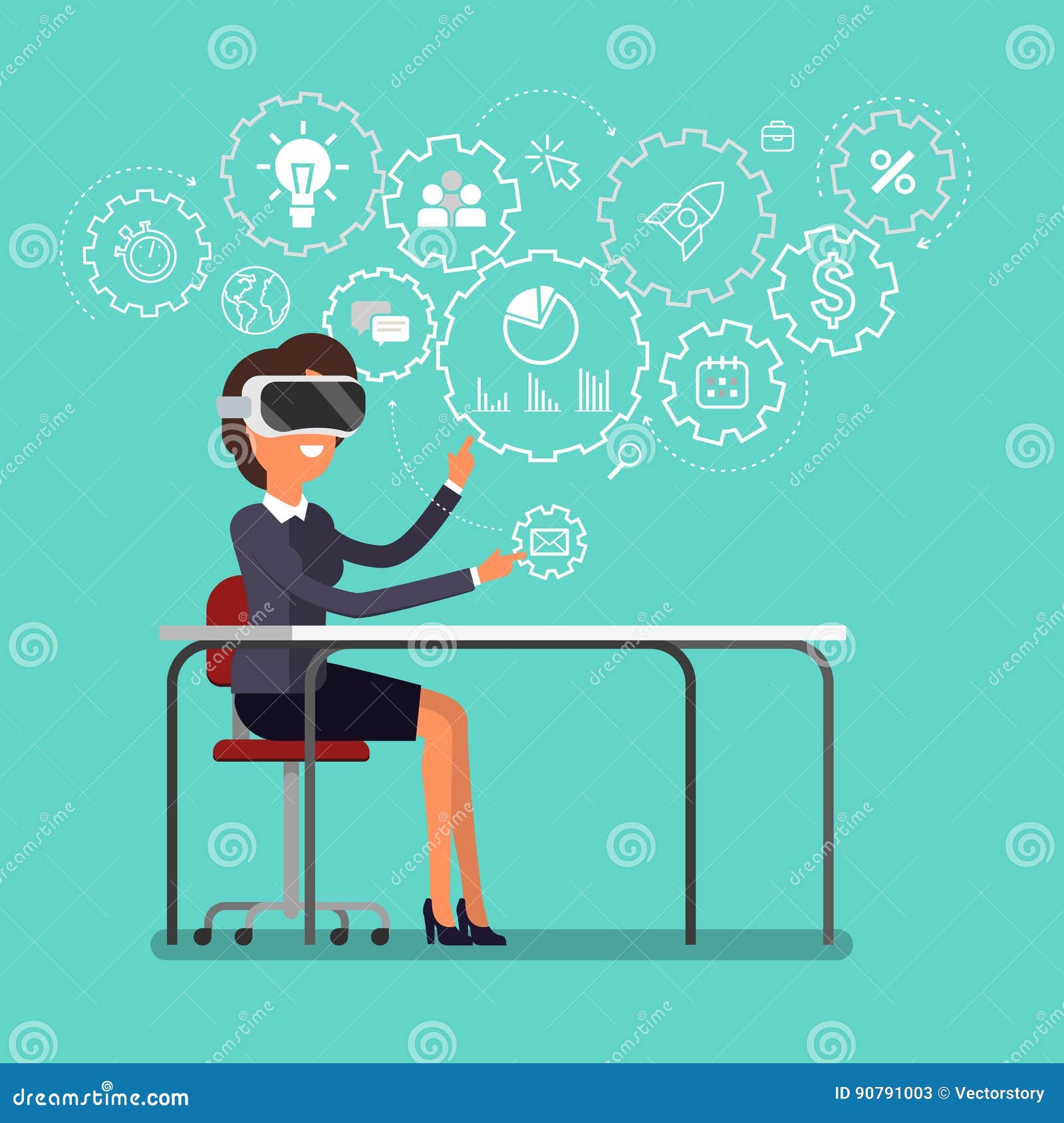 Concept of Virtual Reality. Stock Vector - Illustration of leisure ...