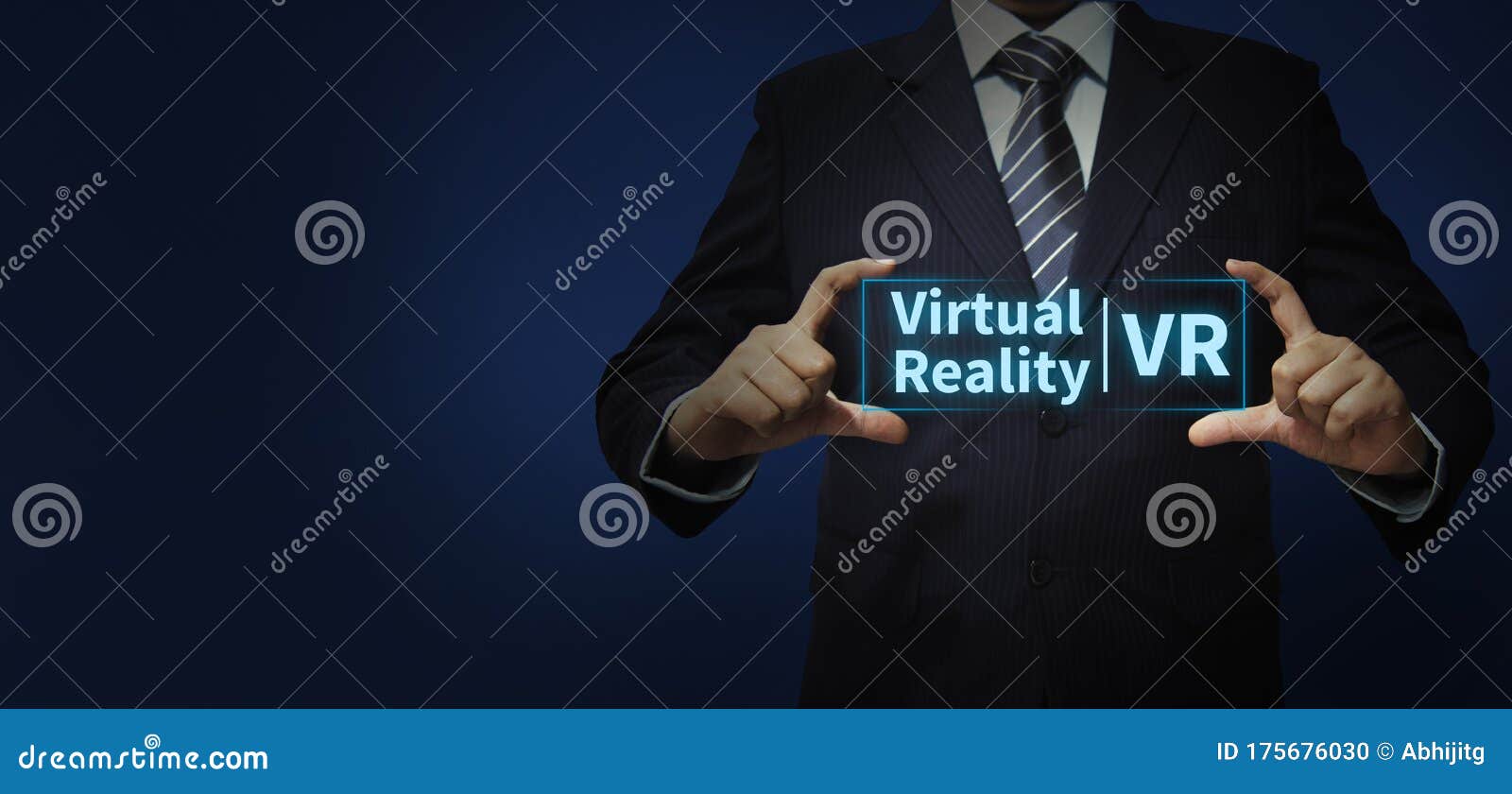Virtual Reality VR Text in Digital Format with Business Person, VR ...
