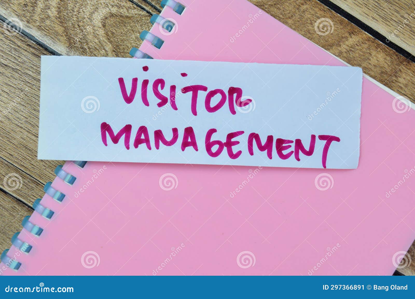 Concept of Visitor Management Write on Sticky Notes Isolated on Wooden ...