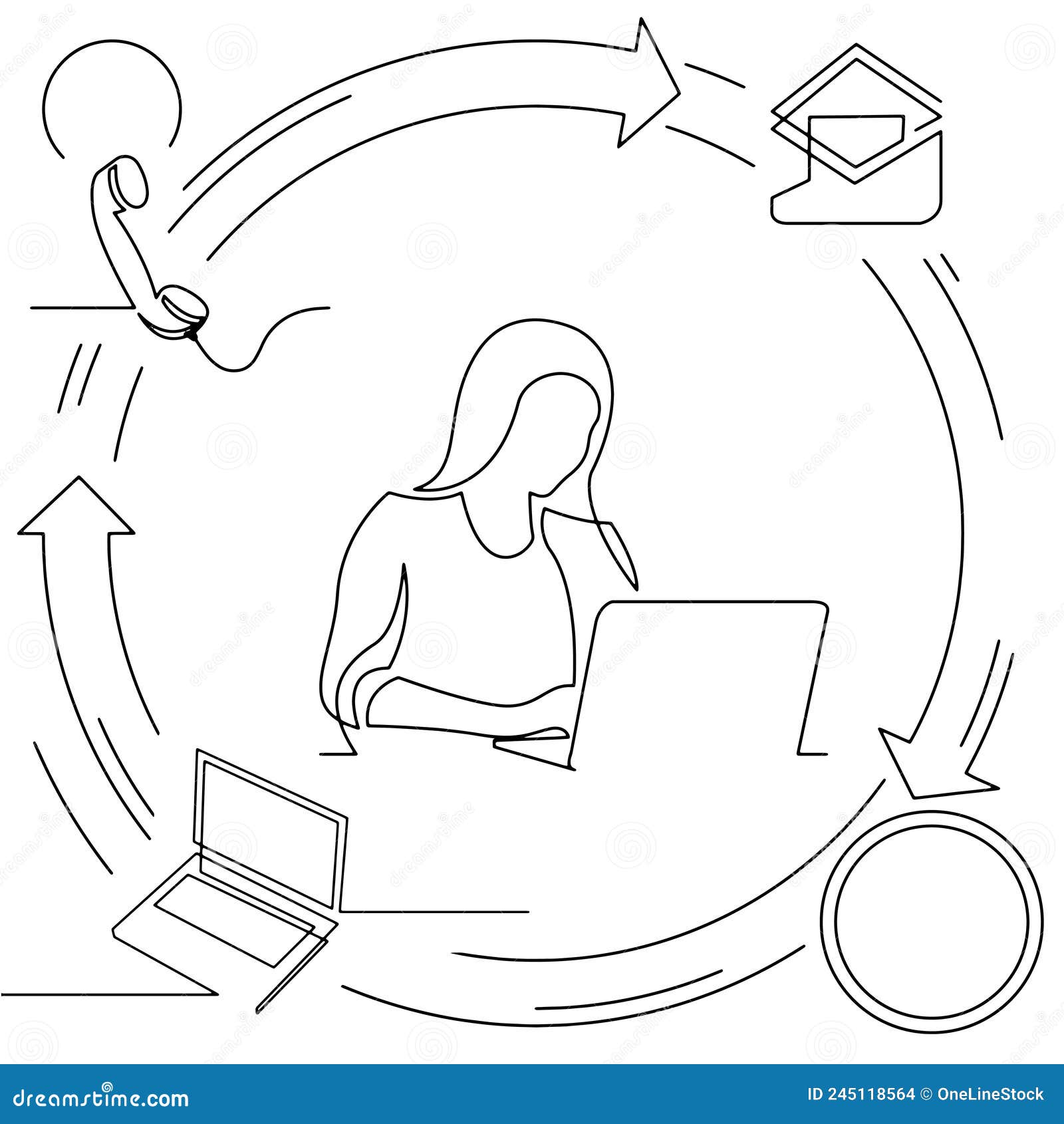 Concept Visualization Line Icon Drawing of Business Infographics Stock ...