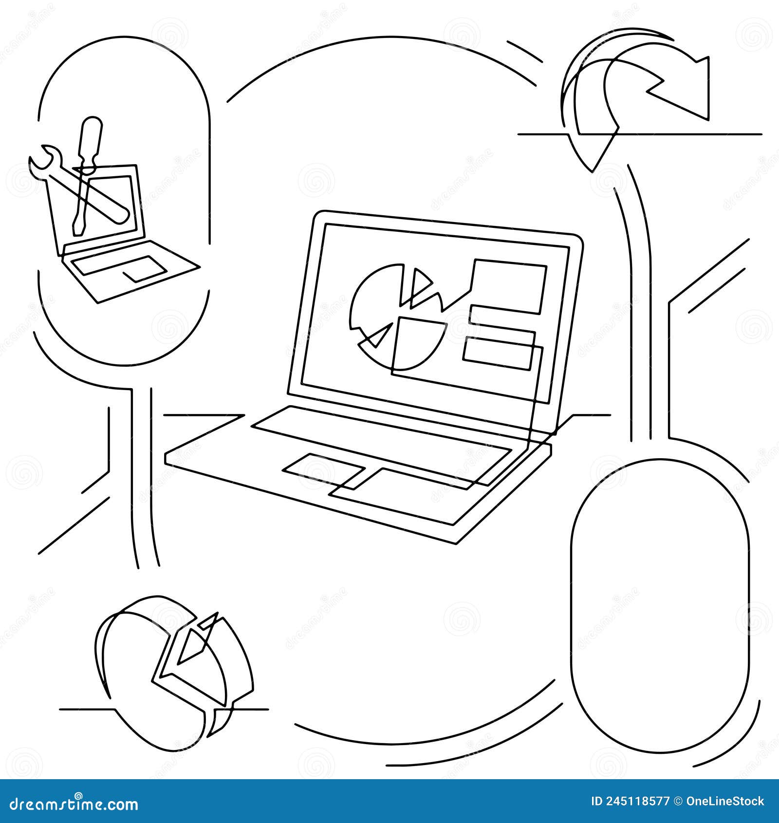 Concept Visualization Line Icon Drawing of Business Infographics Stock ...