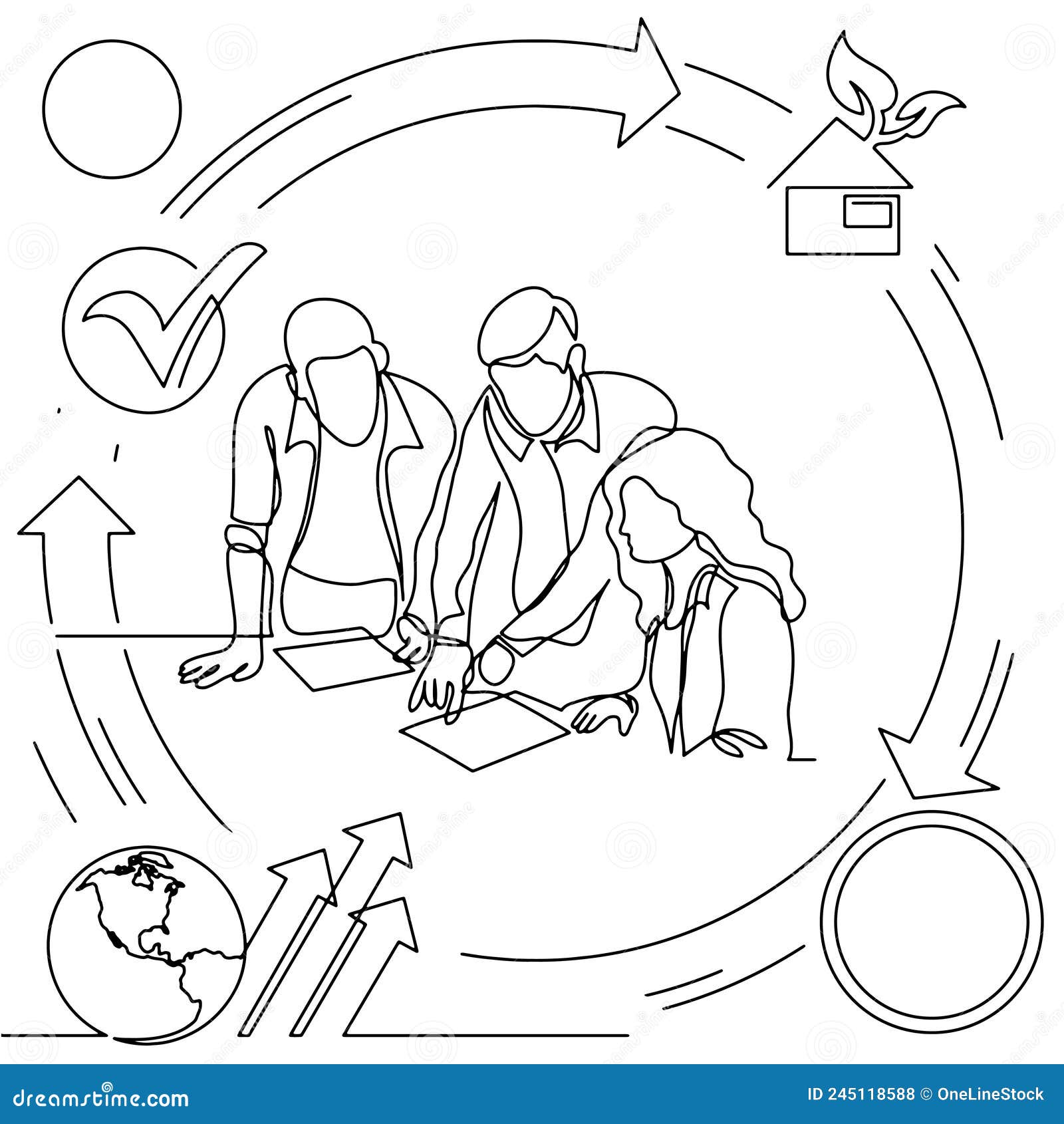 Concept Visualization Line Icon Drawing of Business Infographics Stock ...