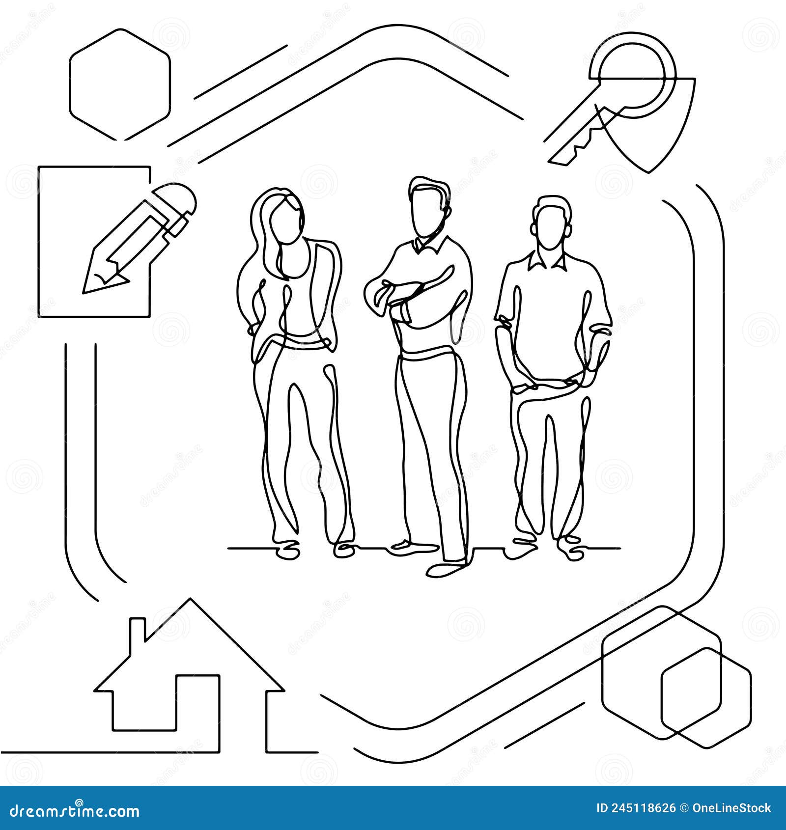 Concept Visualization Line Icon Drawing of Business Infographics Stock ...