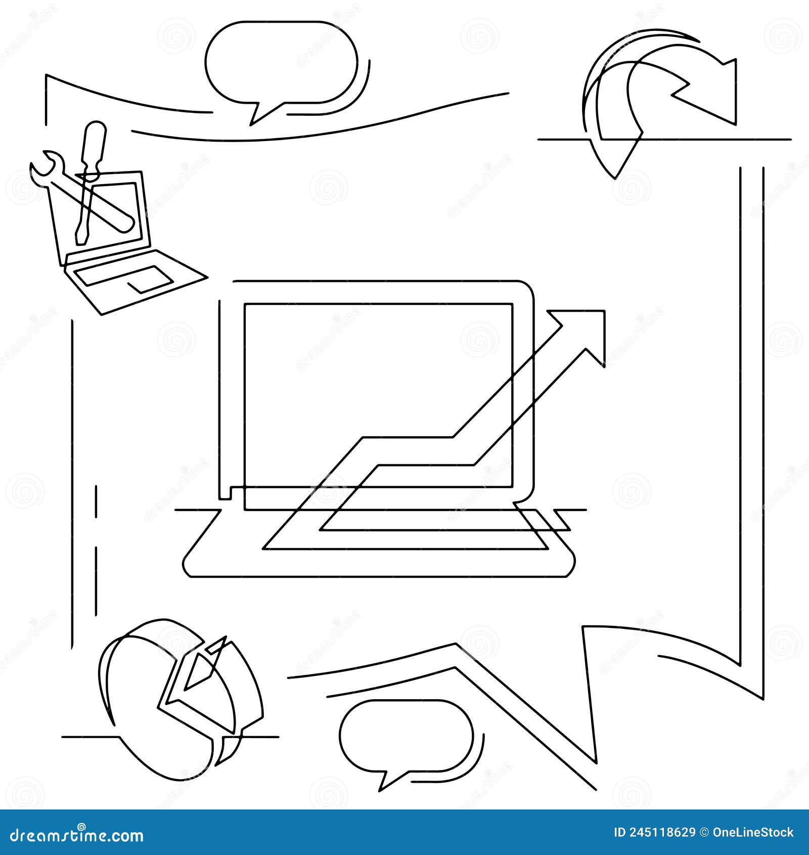 Concept Visualization Line Icon Drawing of Business Infographics Stock ...