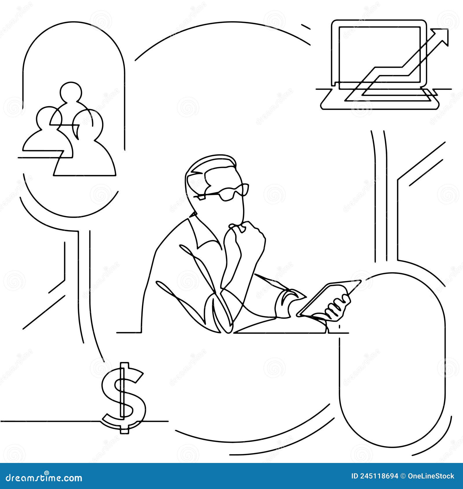 Concept Visualization Line Icon Drawing of Business Infographics Stock ...