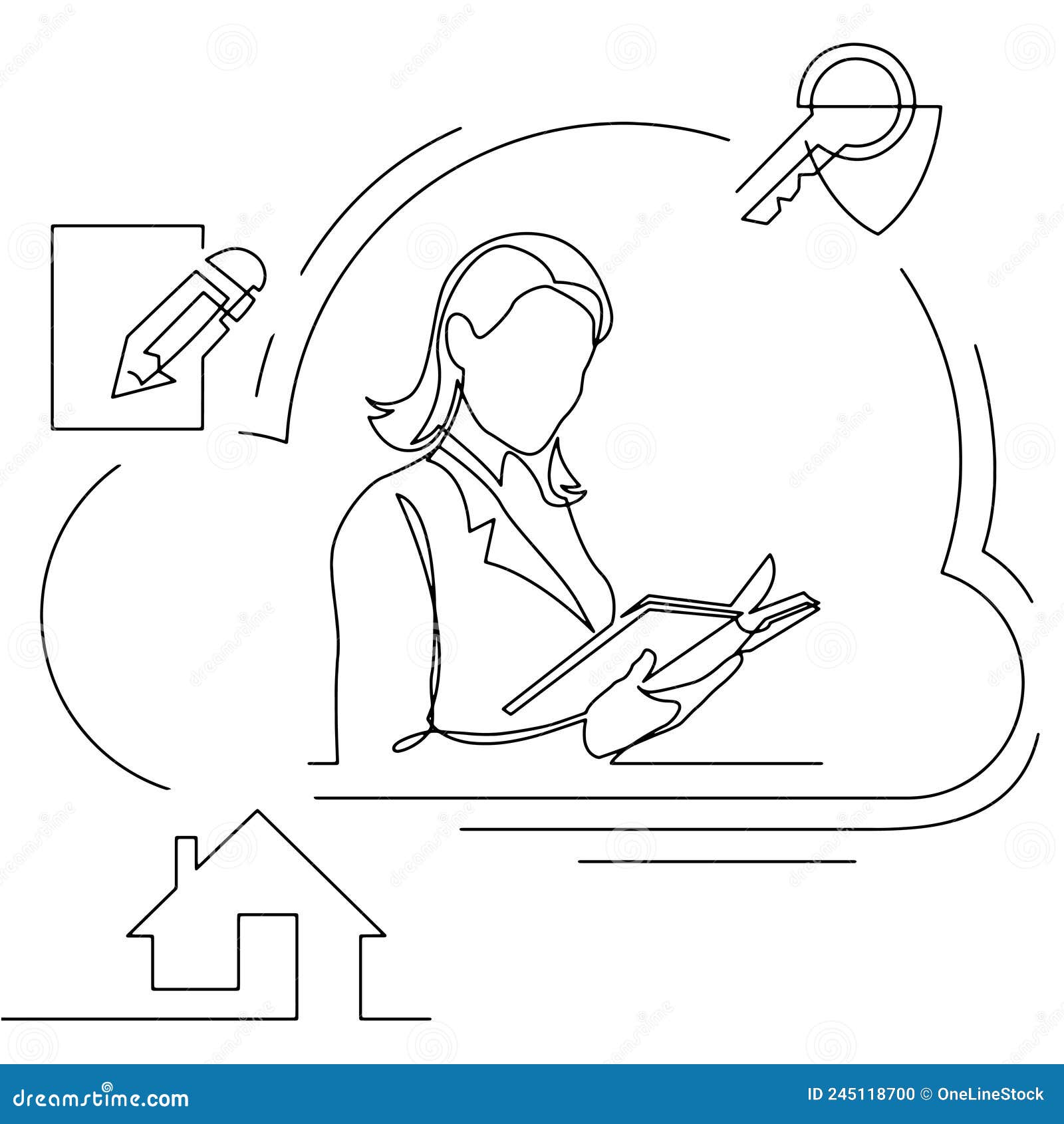 Concept Visualization Line Icon Drawing of Business Infographics Stock ...
