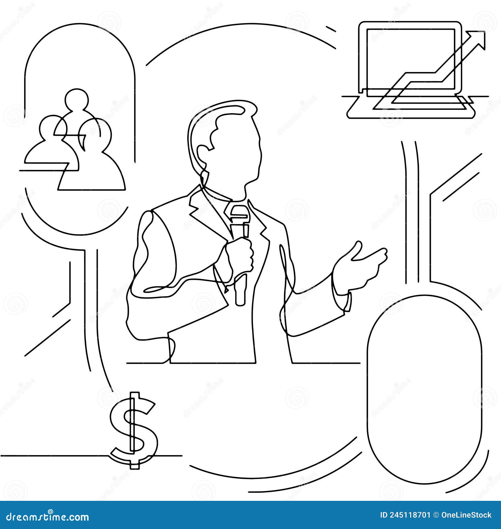 Concept Visualization Line Icon Drawing of Business Infographics Stock ...
