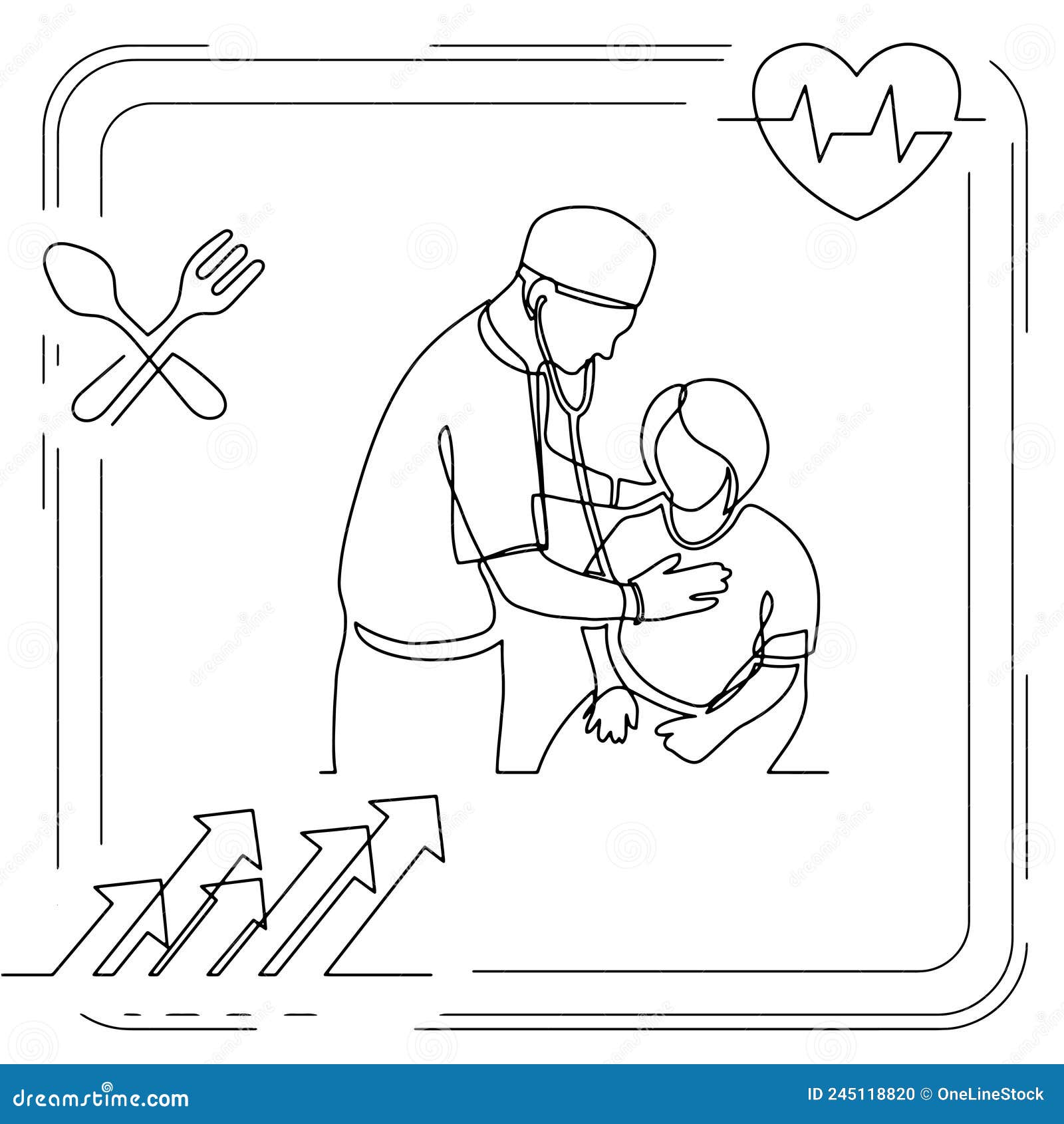 Concept Visualization Line Icon Drawing of Healthcare and Wellness ...