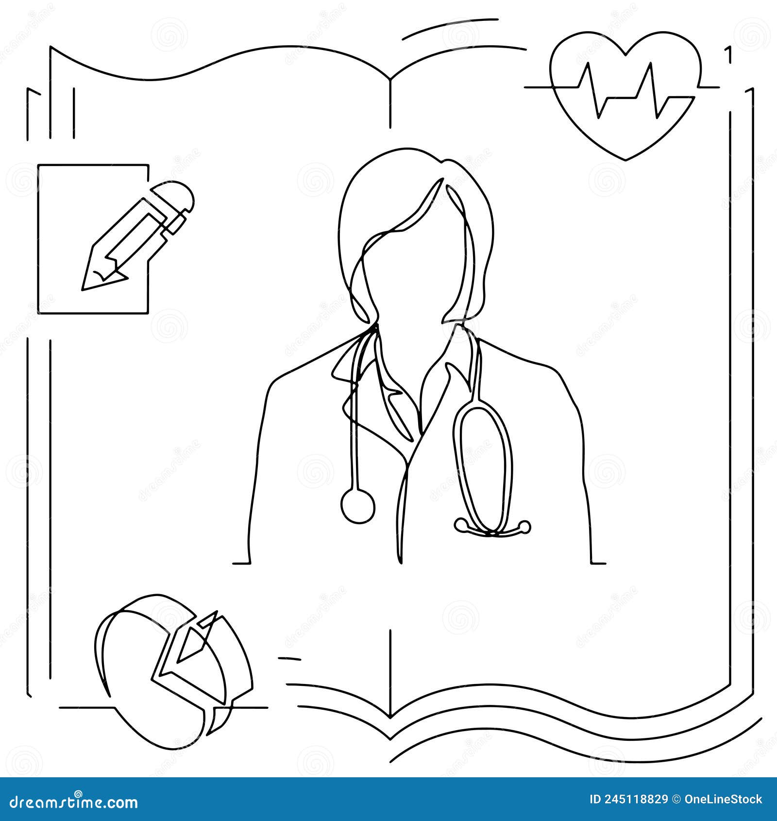Concept Visualization Line Icon Drawing of Healthcare and Wellness ...